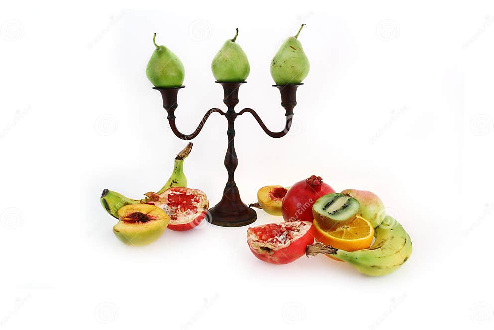 Candlestick and fruit stock photo. Image of grains, fruits - 7881132