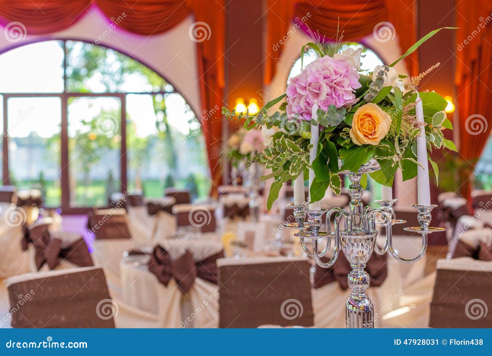 Candlestick Hall Arrangements Stock Image - Image of event, decoration ...