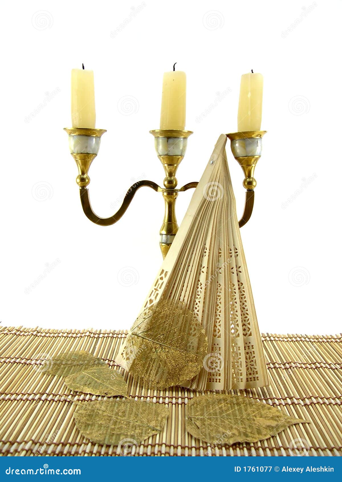 Candlestick, Leaf And A Fan Picture. Image: 1761077