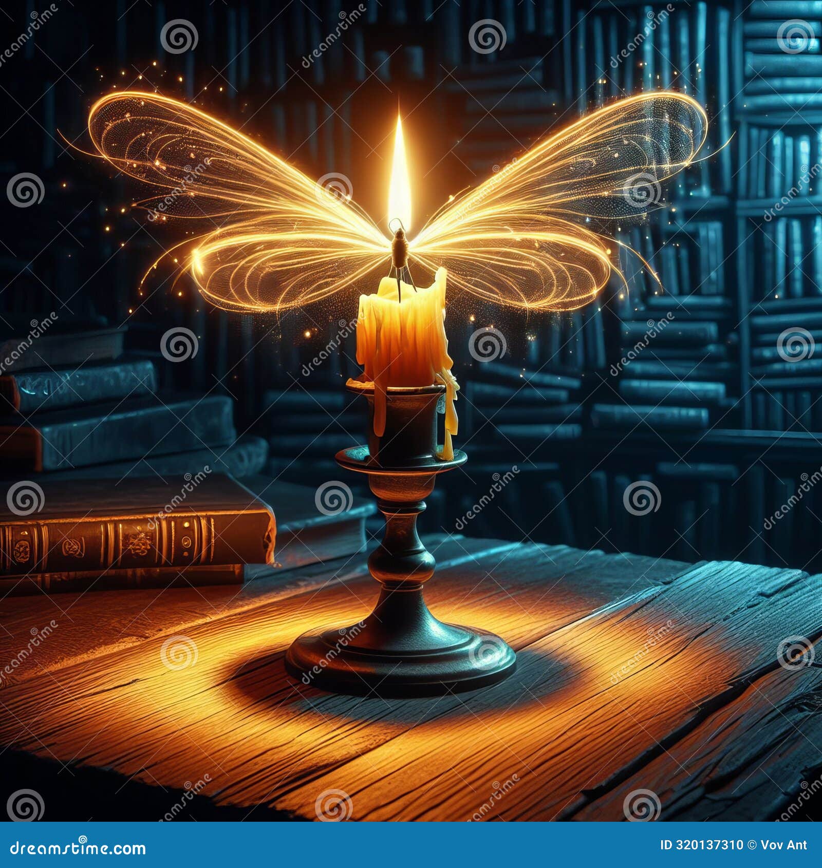A Candlestick that Morphs into a Bright Firefly, Light Stock Photo ...