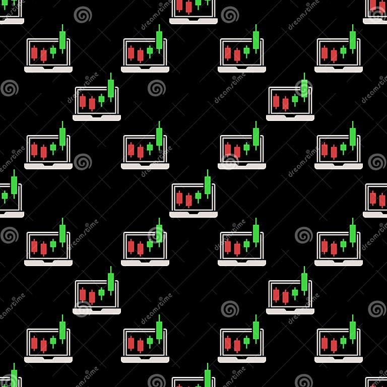Candlestick Pattern on Laptop Screen Vector Margin Trading Colored ...