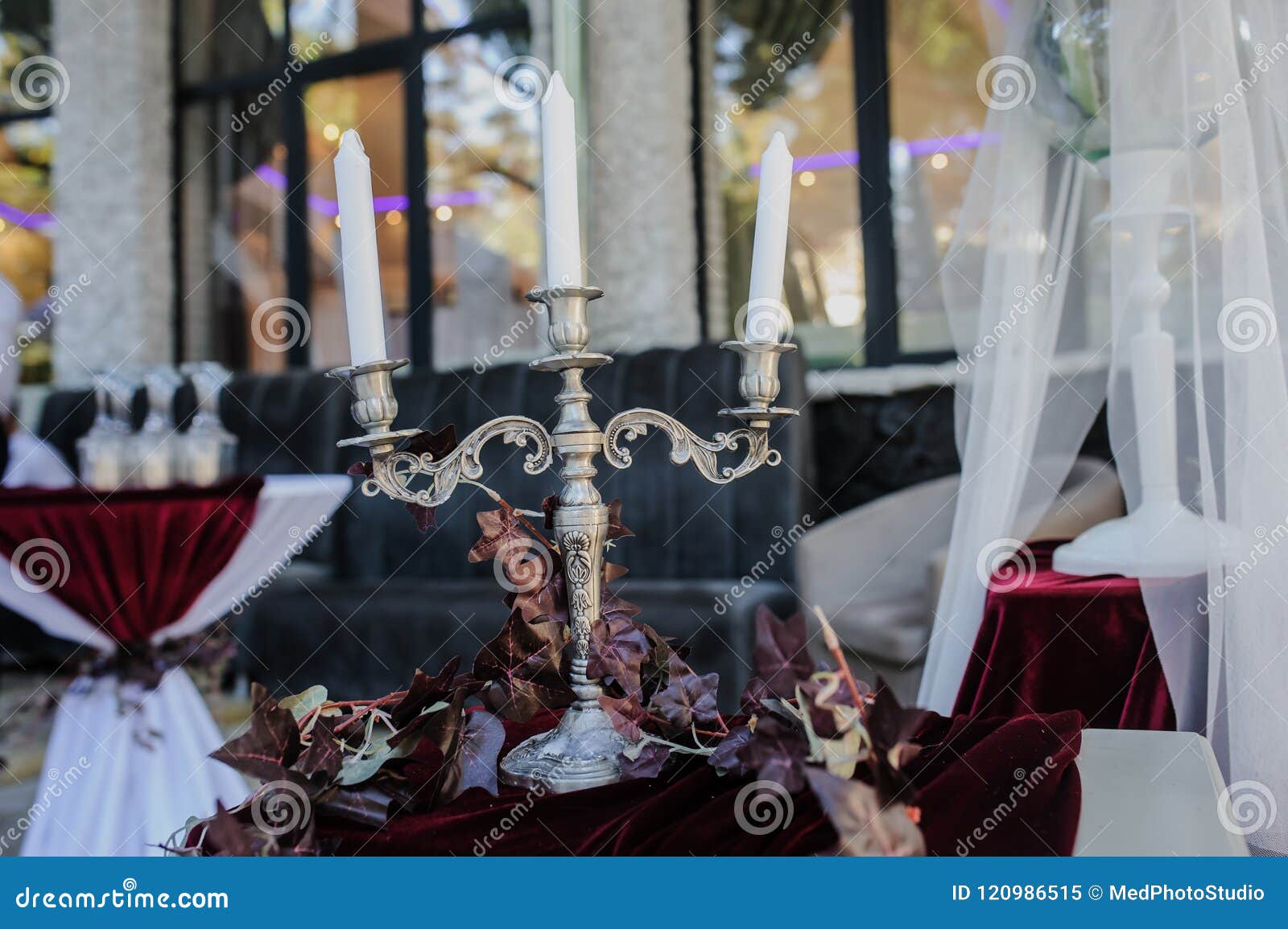 A candlestick on the table stock image. Image of celebration - 120986515