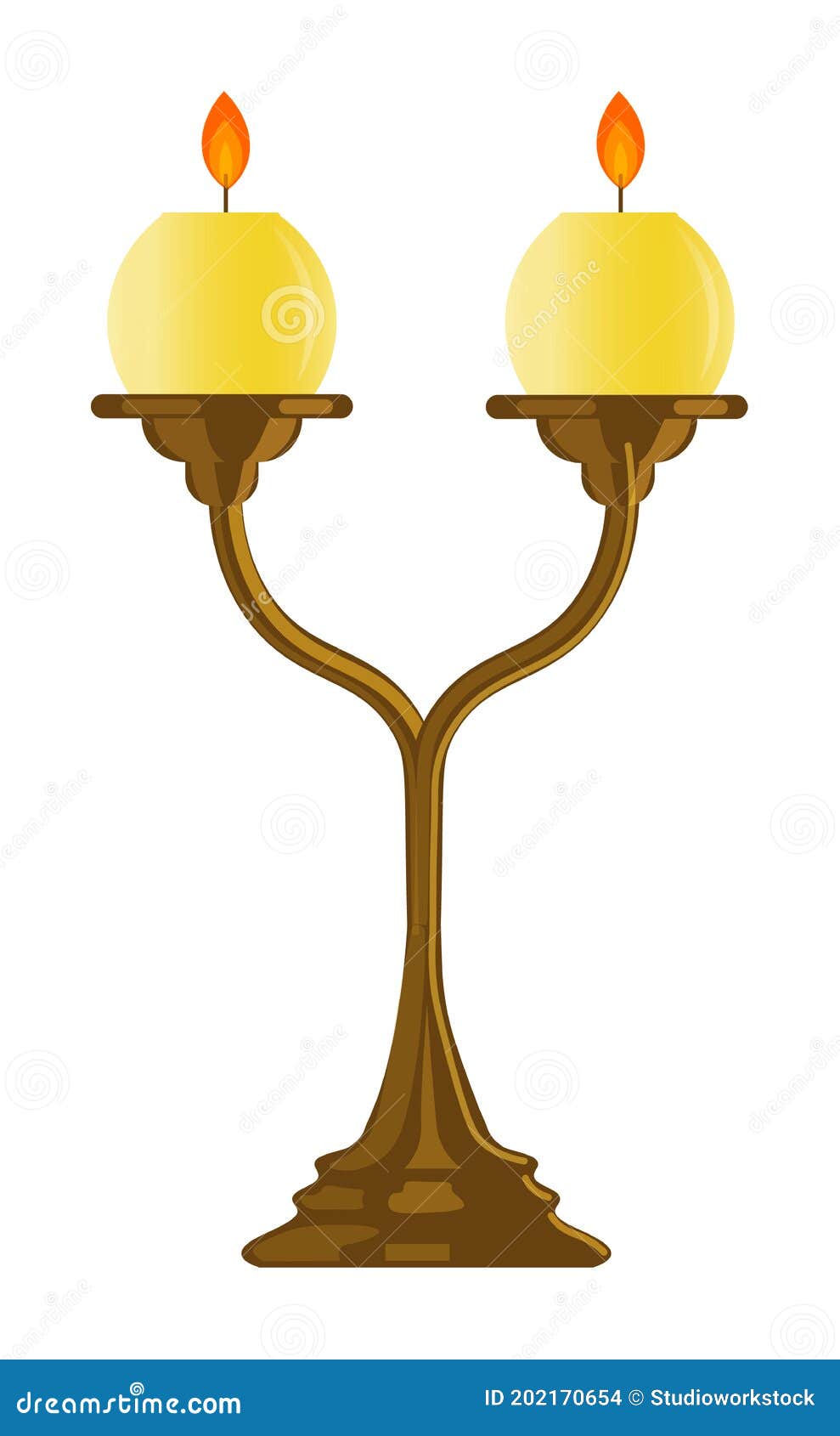 Candlestick with Two Candle Isolated on White Stock Vector ...
