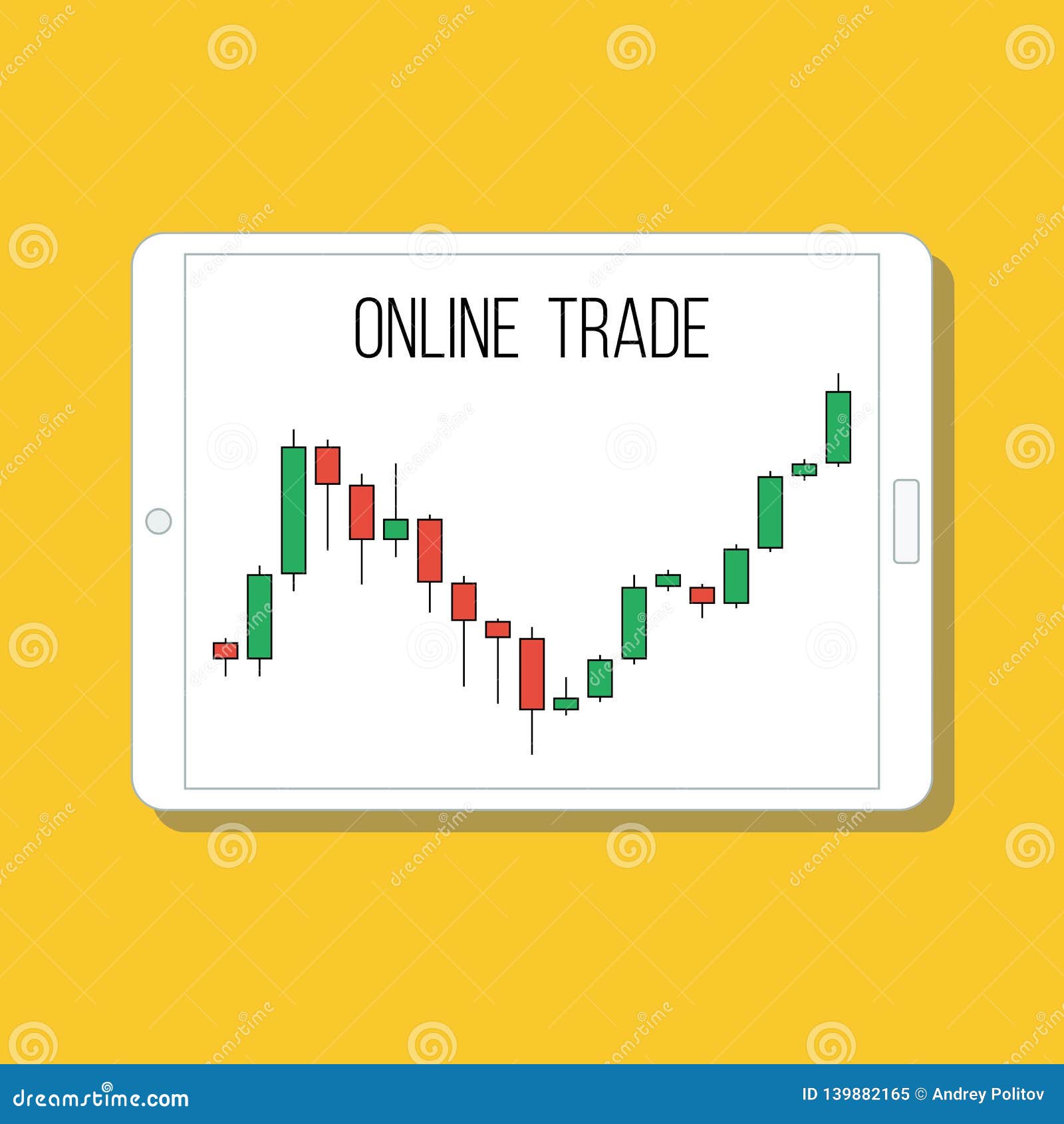 Candlesticks Indicator on Digital Tablet Screen, Online Trading Success ...