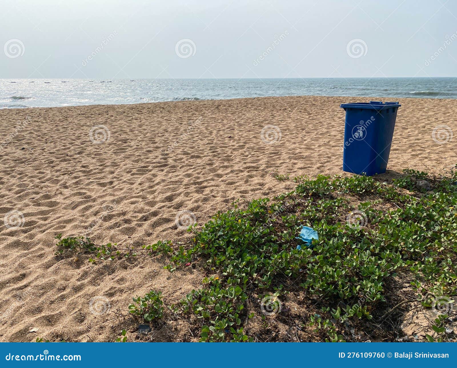 A Garbage Bin on a Pristine Beach in the Village of Sinquerim in Goa ...