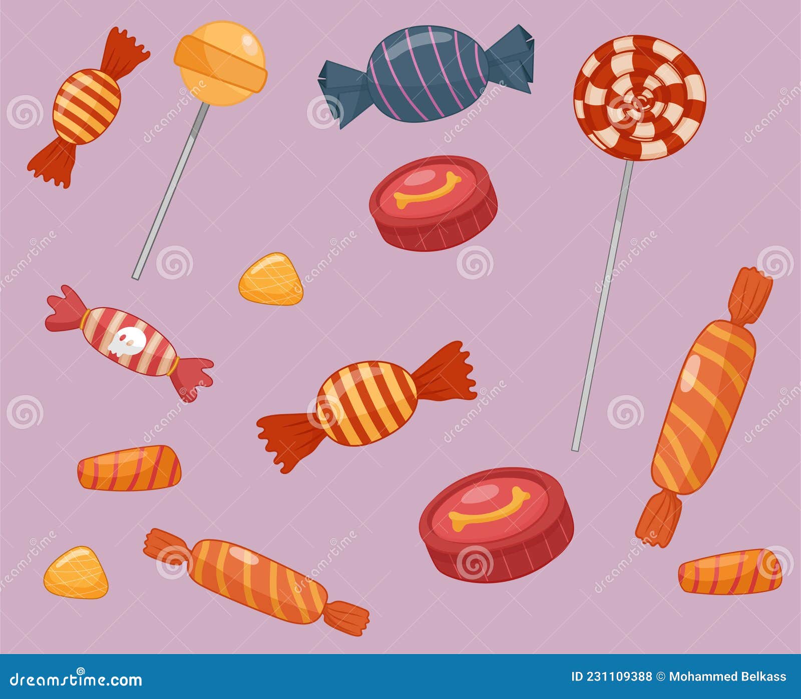 Candy Multiple Objects Signs Symbols Illustration Vector Stock Vector ...