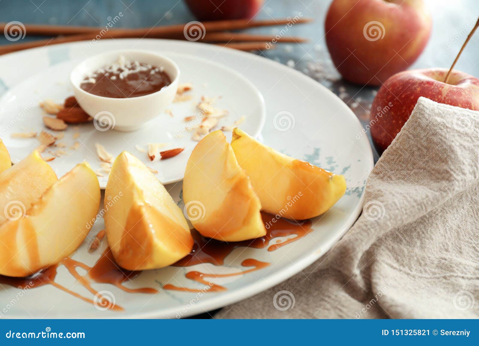 Candy Apple Wedges on Plate Stock Image - Image of slice, delicious ...
