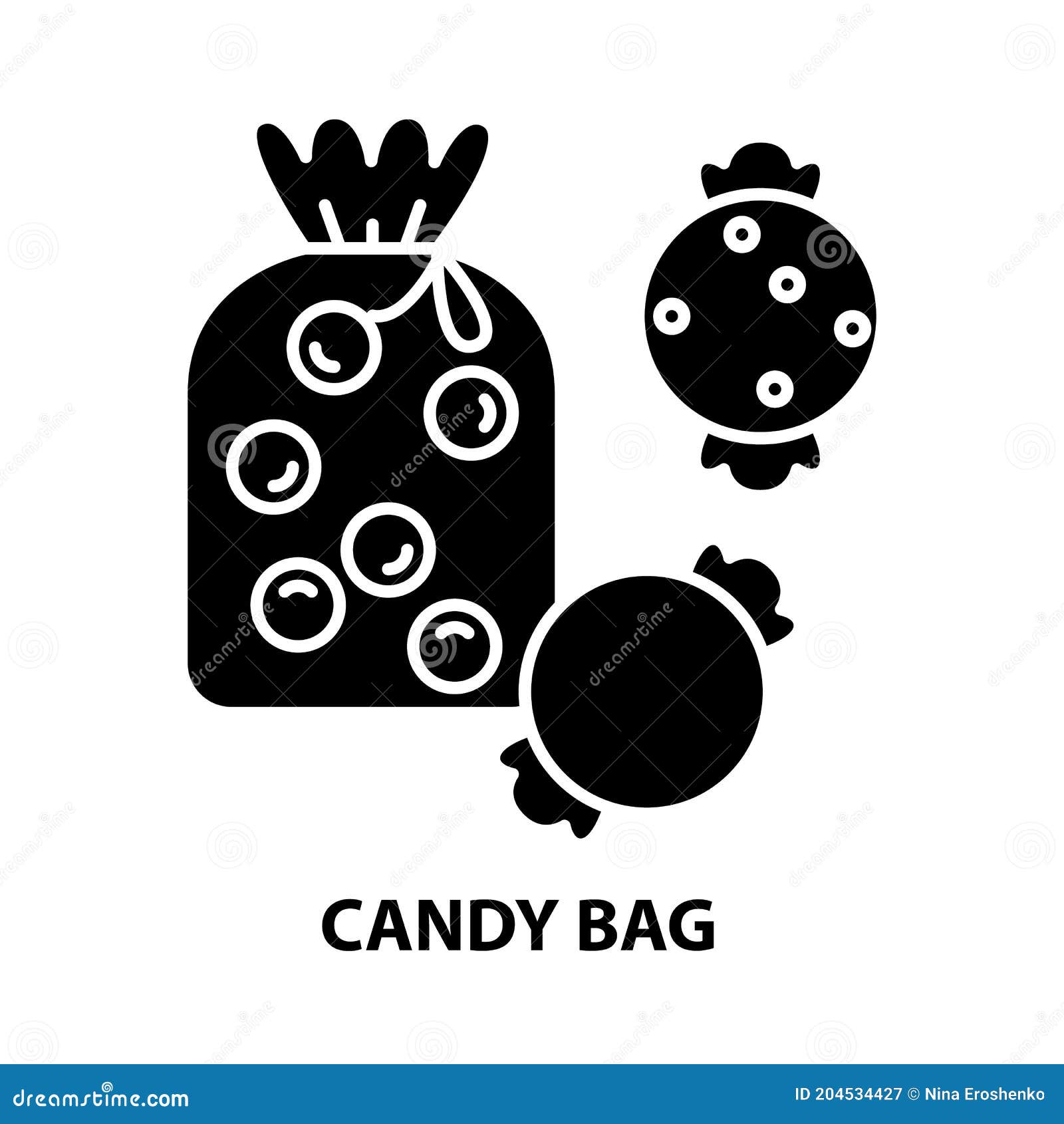 Candy Bag Icon, Black Vector Sign with Editable Strokes, Concept ...