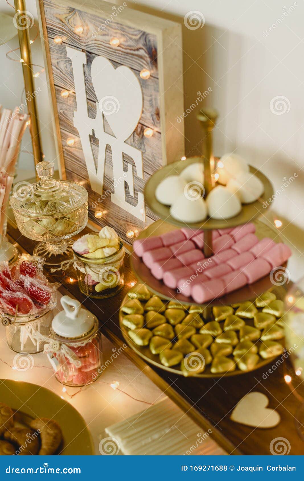 Candy Bar Beautifully Decorated with Sweets in a Vintage Event Stock ...