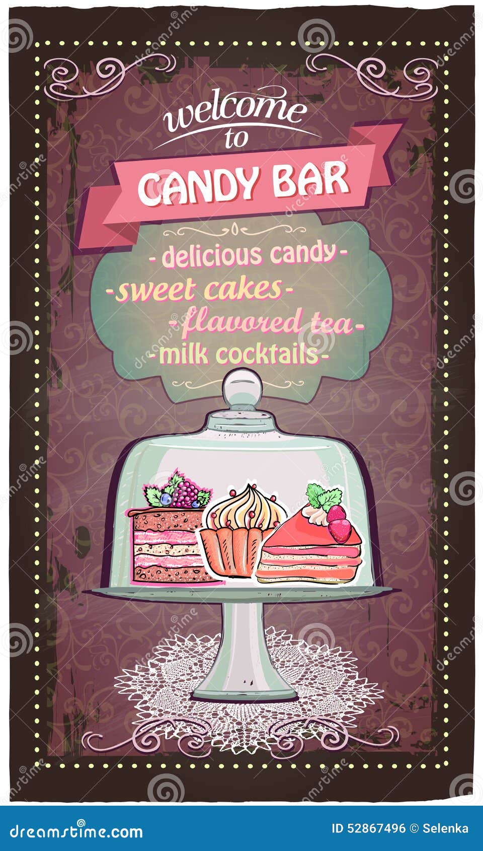 Candy bar cute menu. stock vector. Illustration of glassware - 52867496