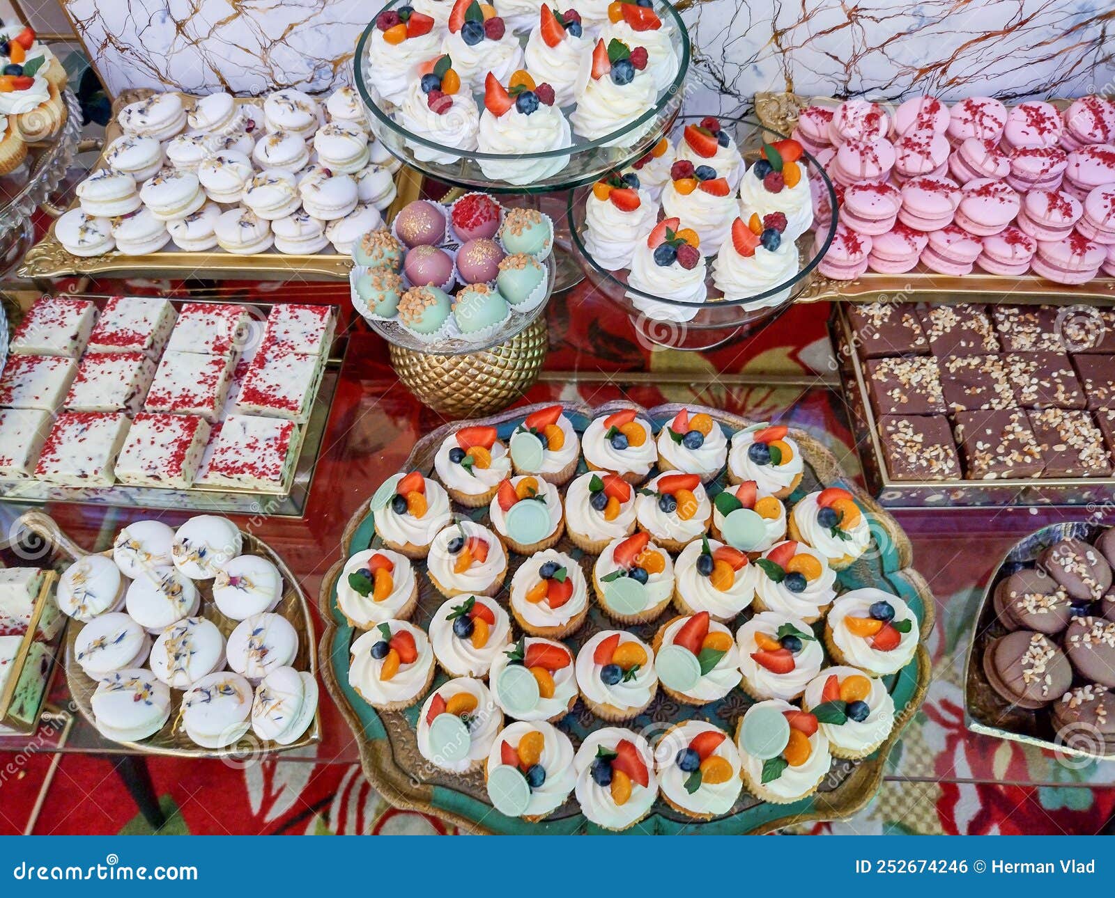 Candy Bar with Different Assortments of Cakes Stock Photo - Image of ...