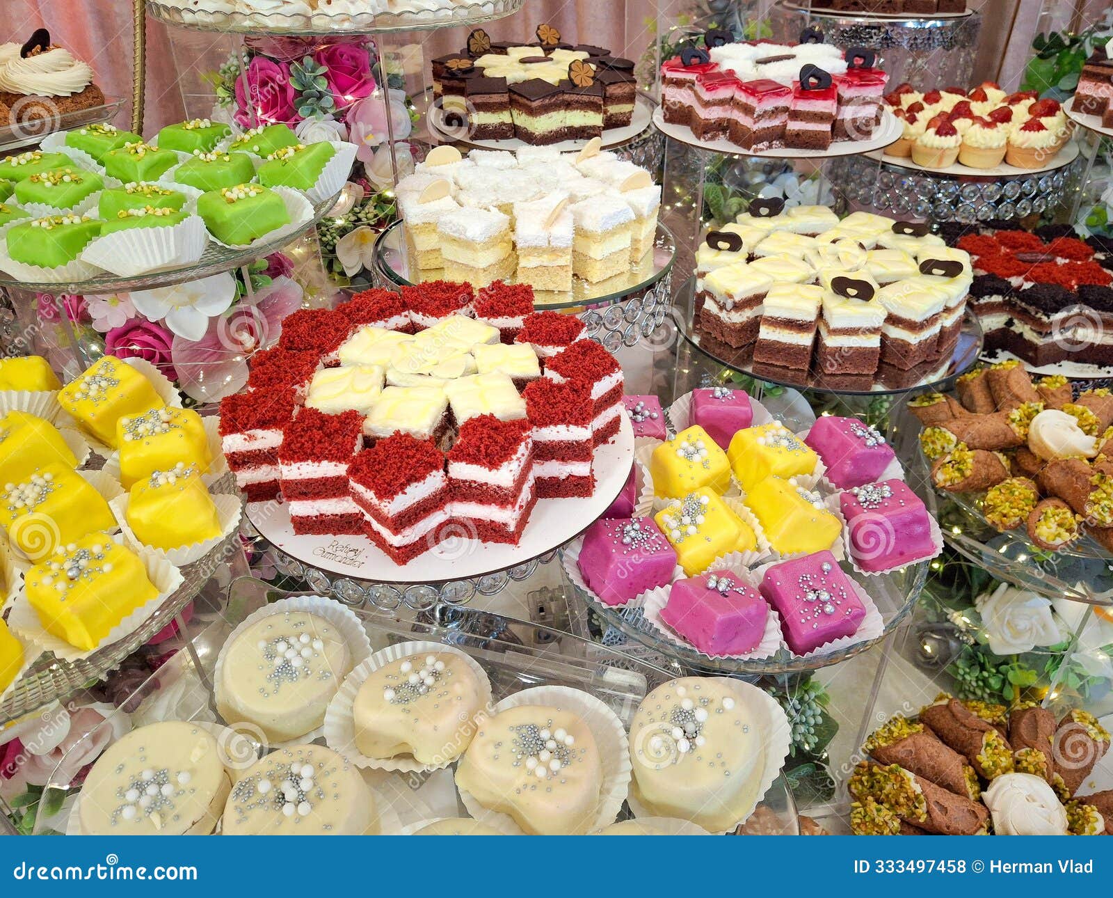 Candy Bar with Different Assortments of Cakes at a Wedding Stock Photo ...