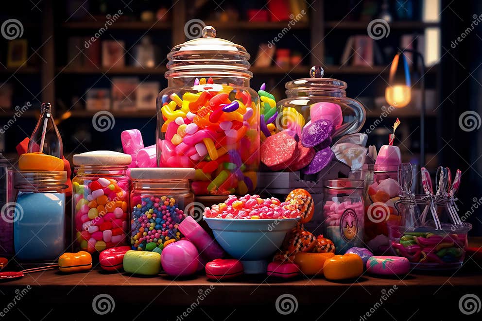 Candy Bar. with Different Kinds of Candy Stock Illustration ...