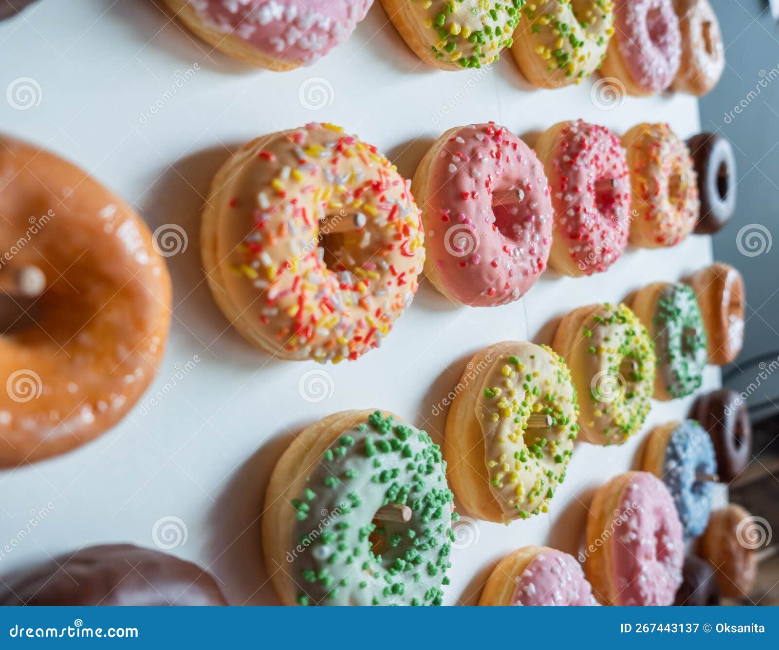 Candy Bar with Donuts. Table with Different Sweets for Party. Stock ...
