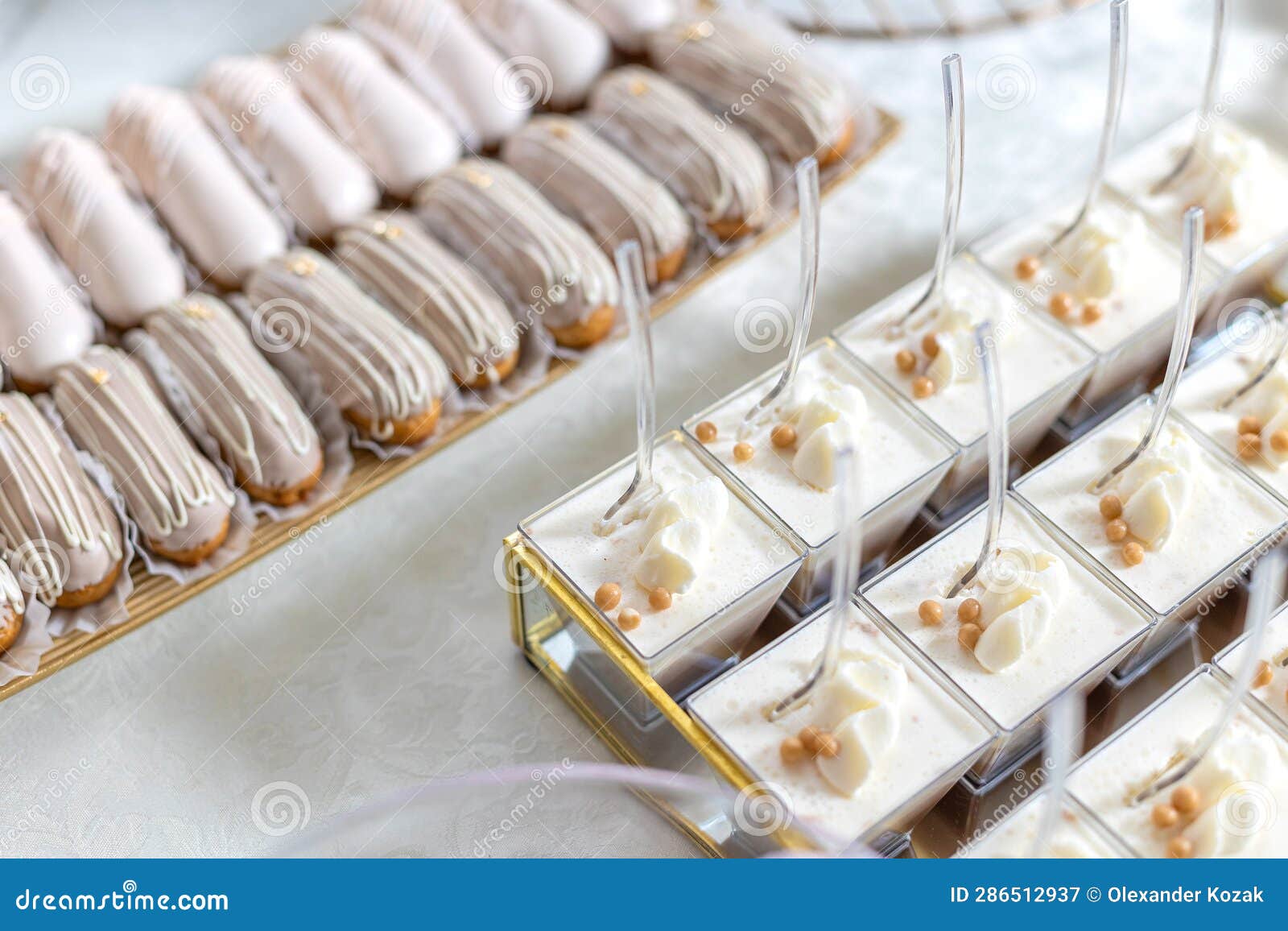 Candy Bar. Festive Table with Delicious Eclairs Stock Image - Image of ...