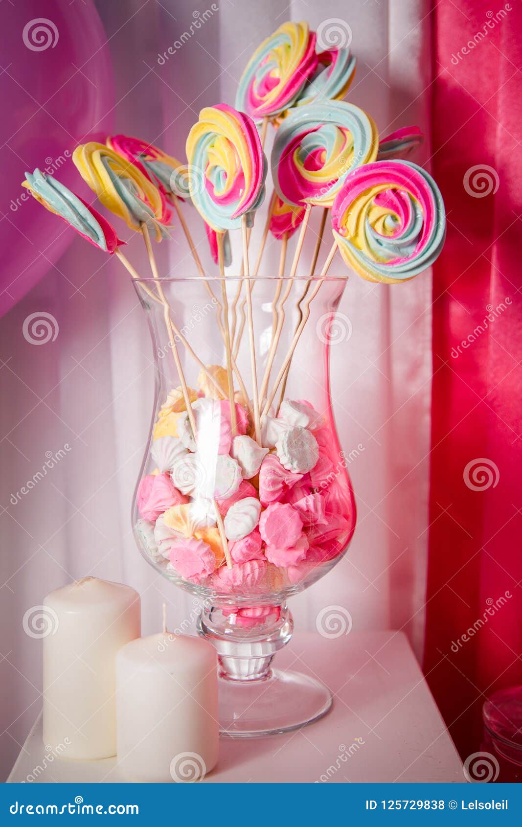Candy Bar with a Lot of Different Candies and Sweet Cakes Stock Photo ...