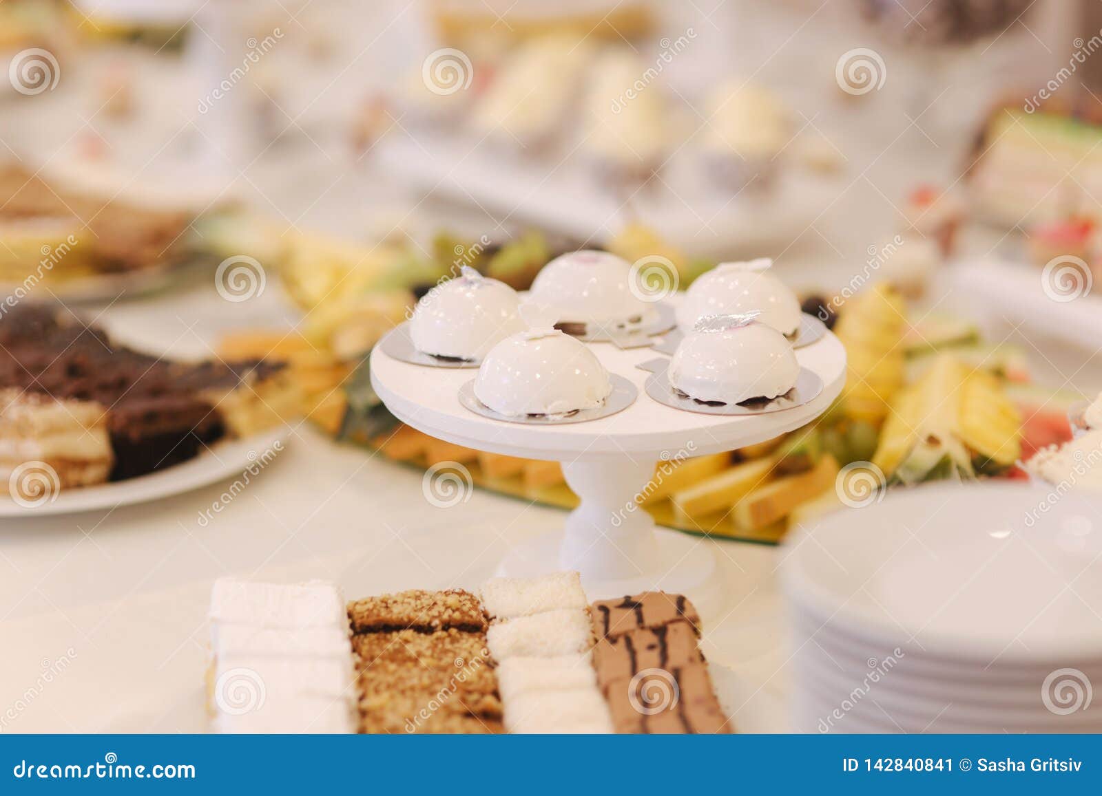 Candy Bar in Restaurant on the Wedding. Sweet Cake and Sweets Stock ...