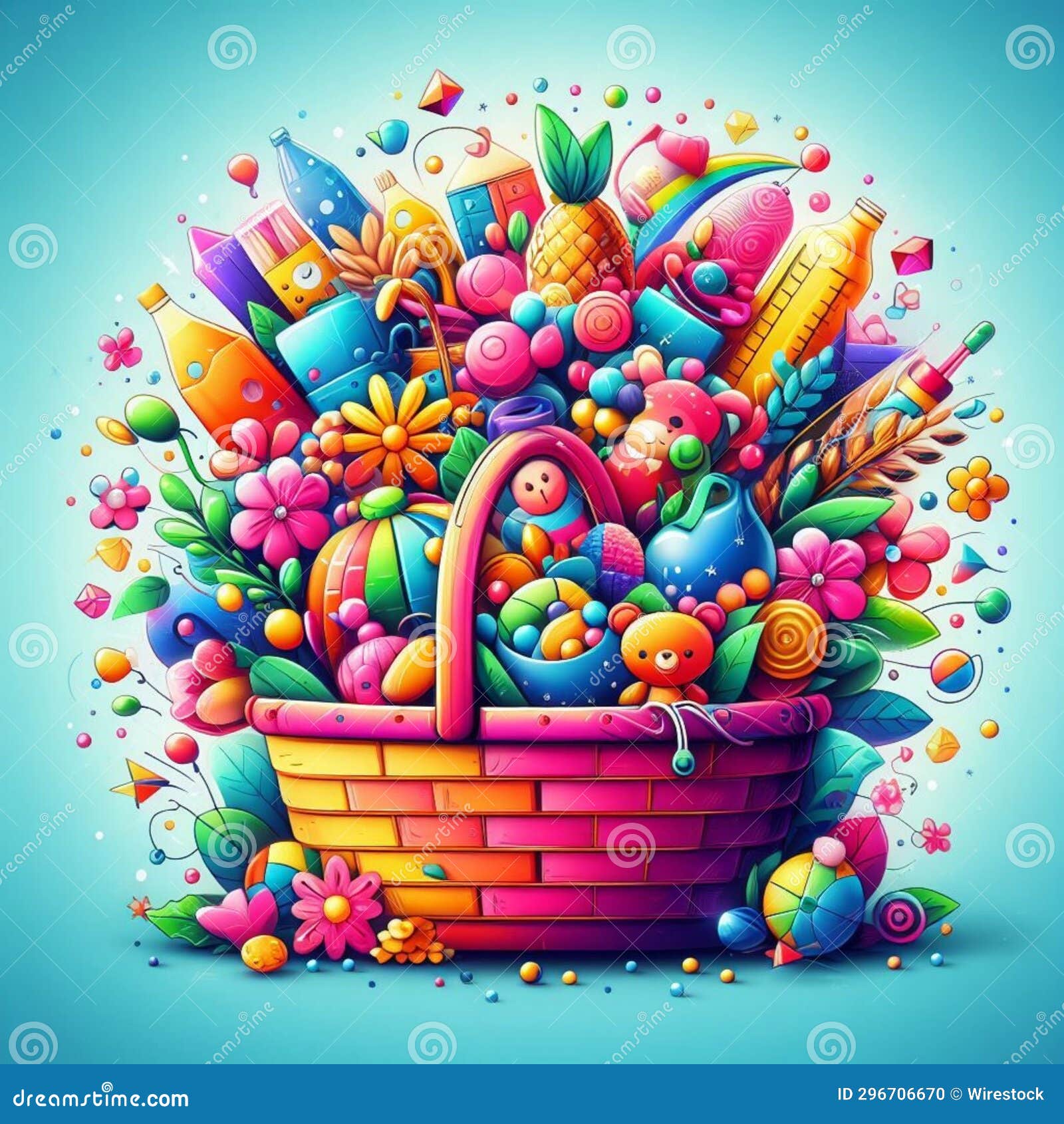 The Candy Basket is Full of Colorful Items in it, Including Candi and ...