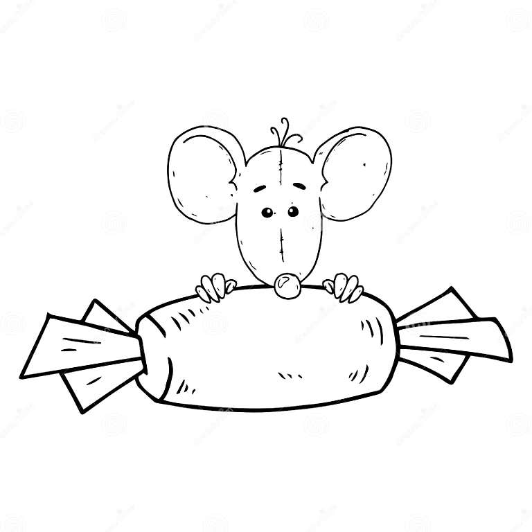 Candy Bitten by Mouse Icon. Vector Illustration of Candy with a Mouse ...