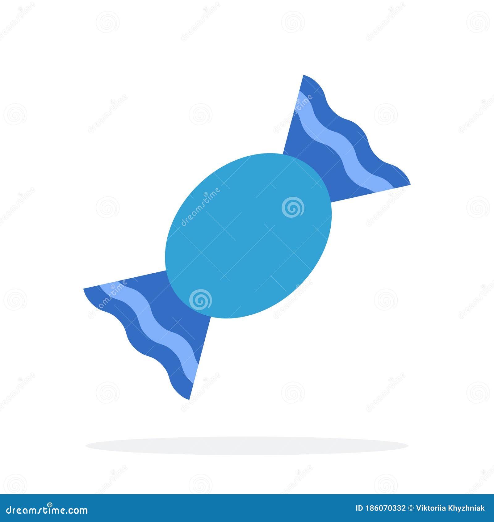 Candy in a Blue Wrapper Vector Flat Material Design Isolated Object on ...