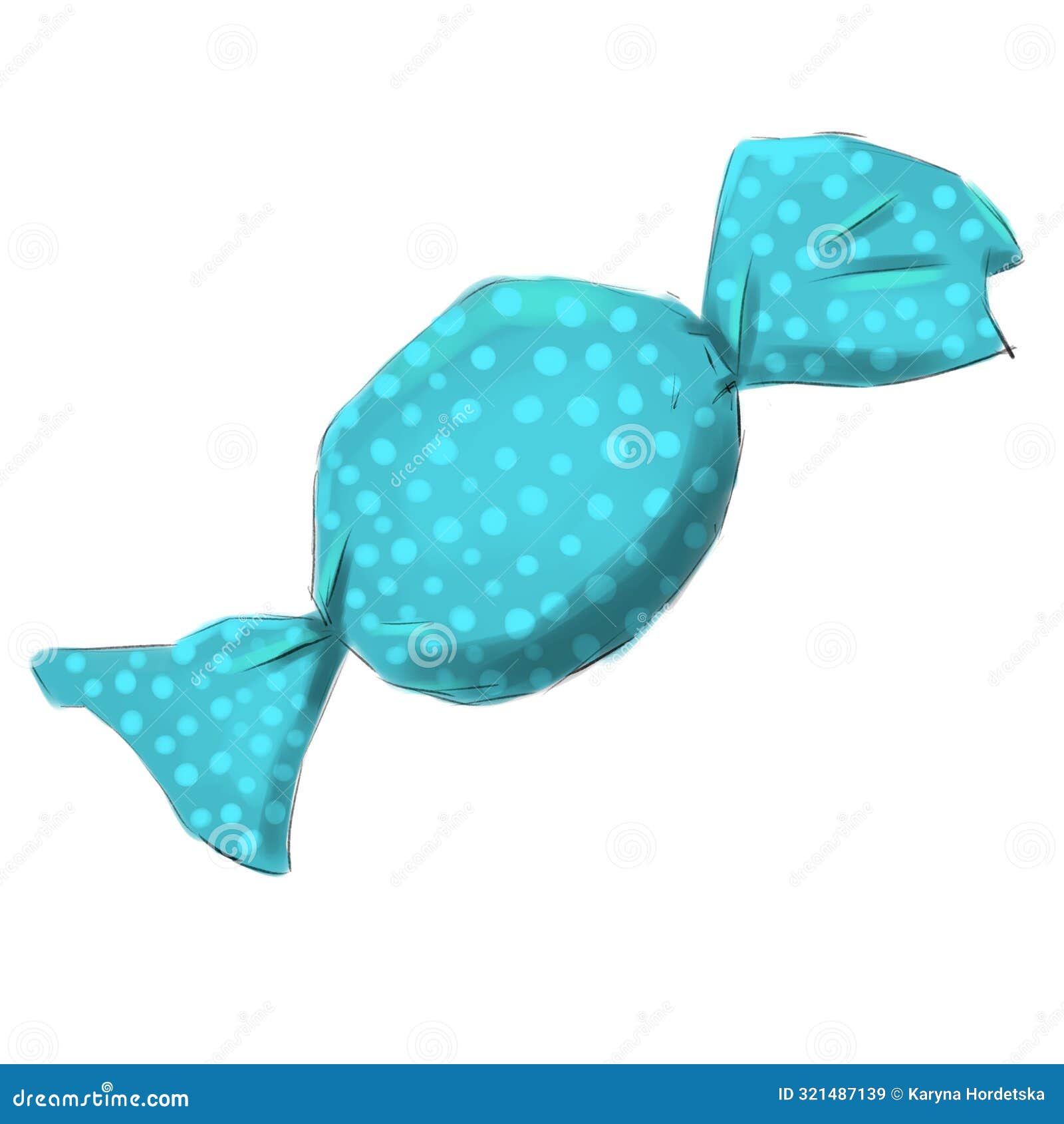 Candy in Blue Wrapper with Dots, Simple Illustration Stock Illustration ...