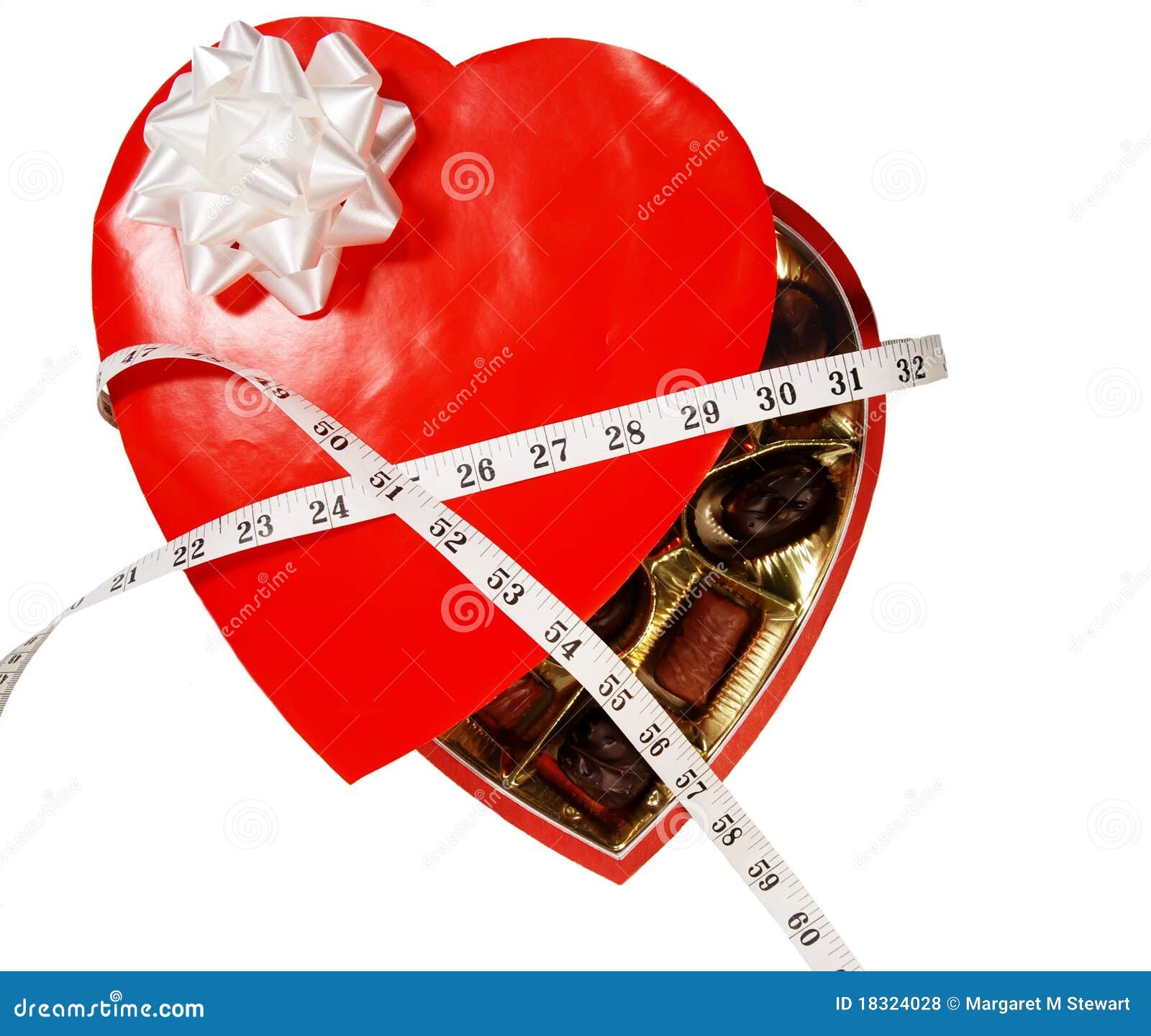 Candy Box Wrapped with Tape Measure Stock Photo - Image of calorie ...