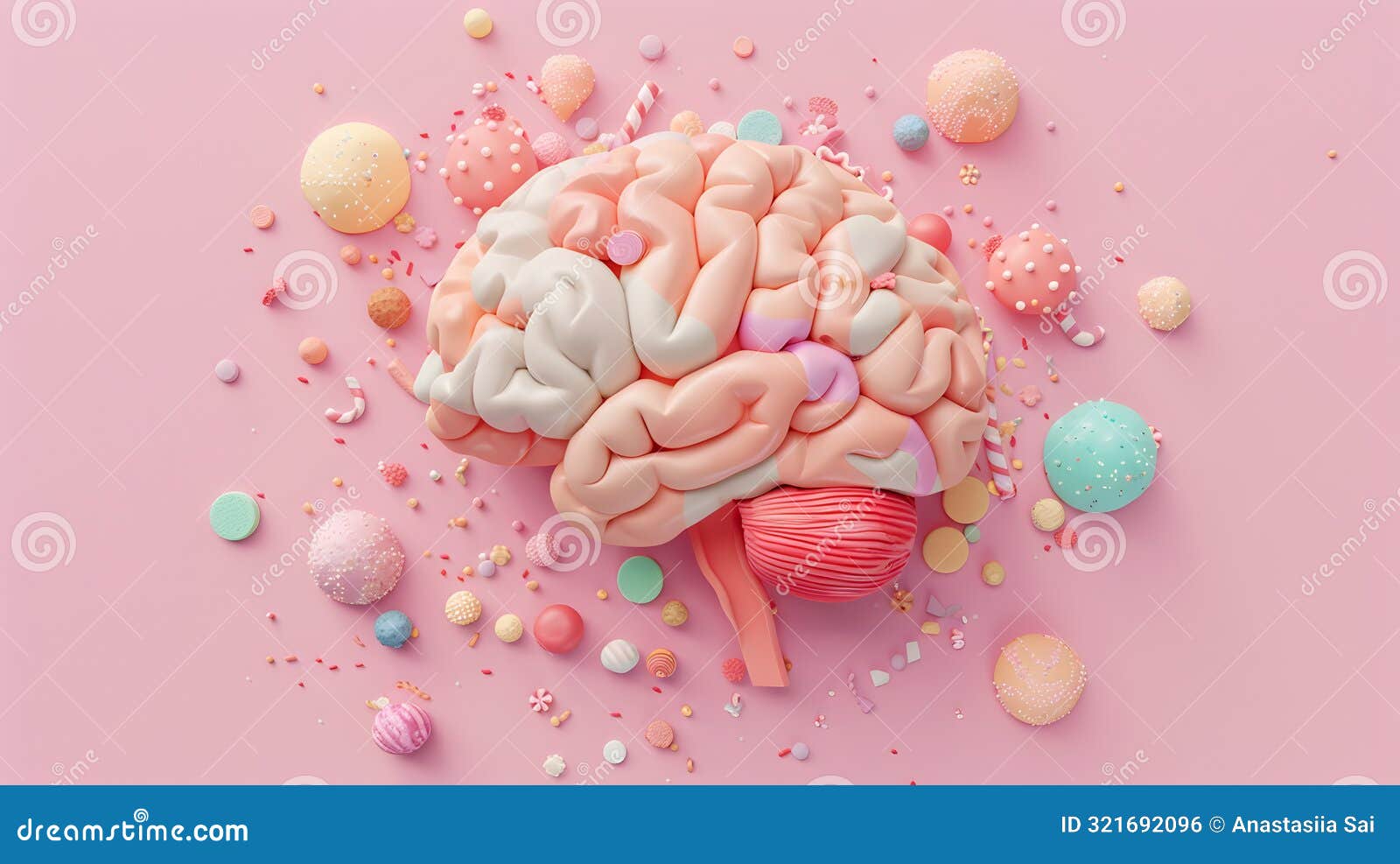 Candy Brain on a Bright Background Stock Illustration - Illustration of ...