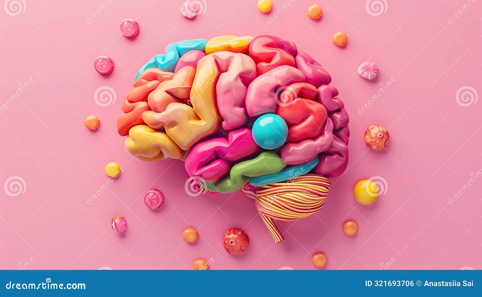 Candy Brain on a Bright Background Stock Illustration - Illustration of ...
