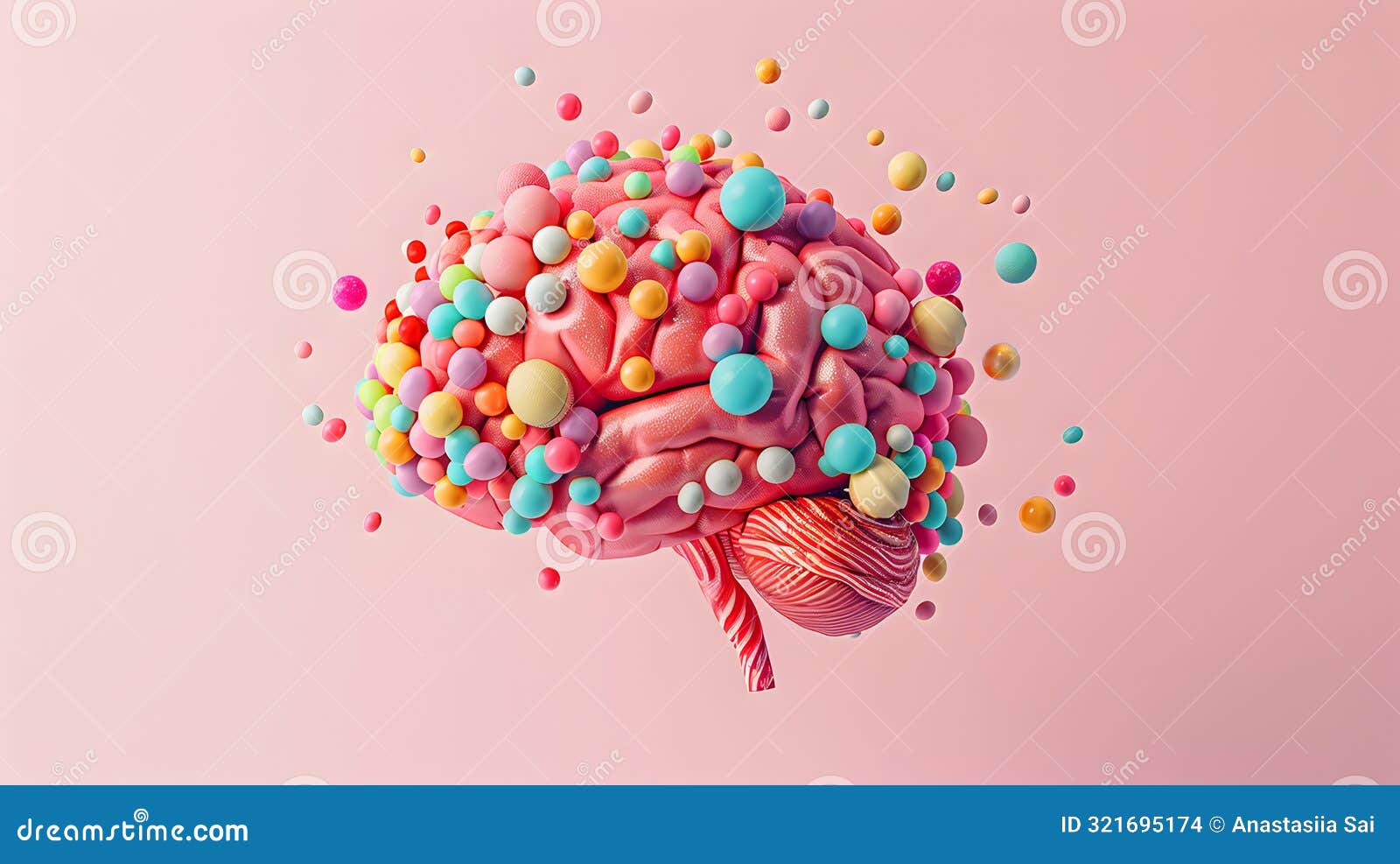 Candy Brain on a Bright Background Stock Illustration - Illustration of ...