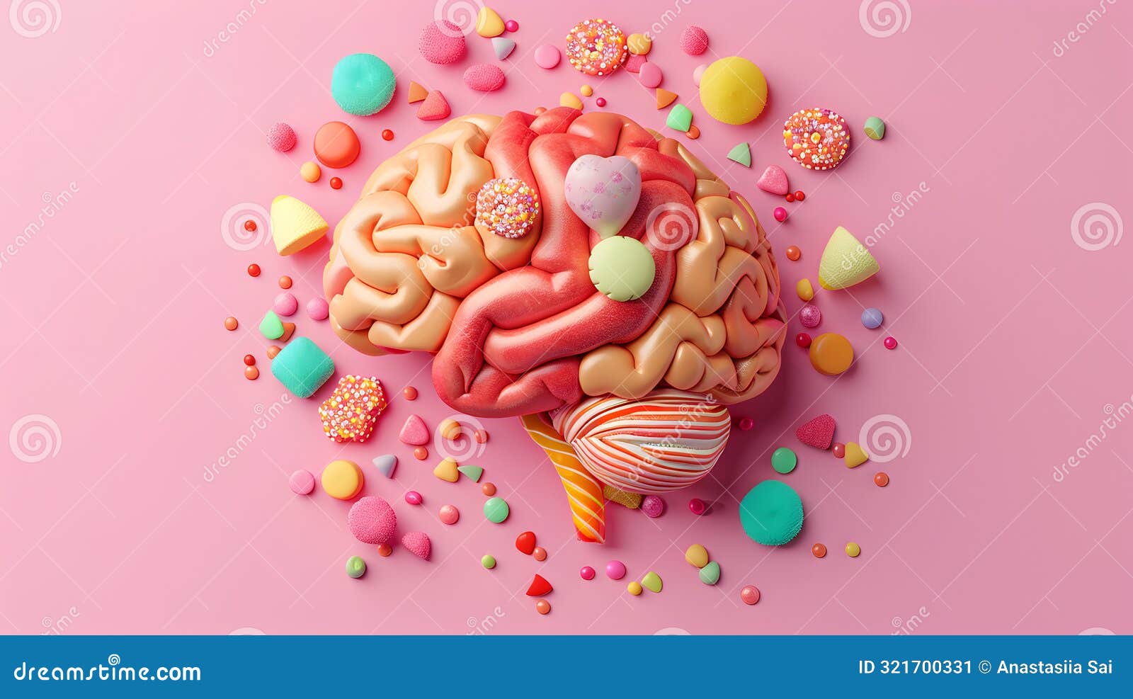 Candy Brain on a Bright Background Stock Image - Image of brain, idea ...