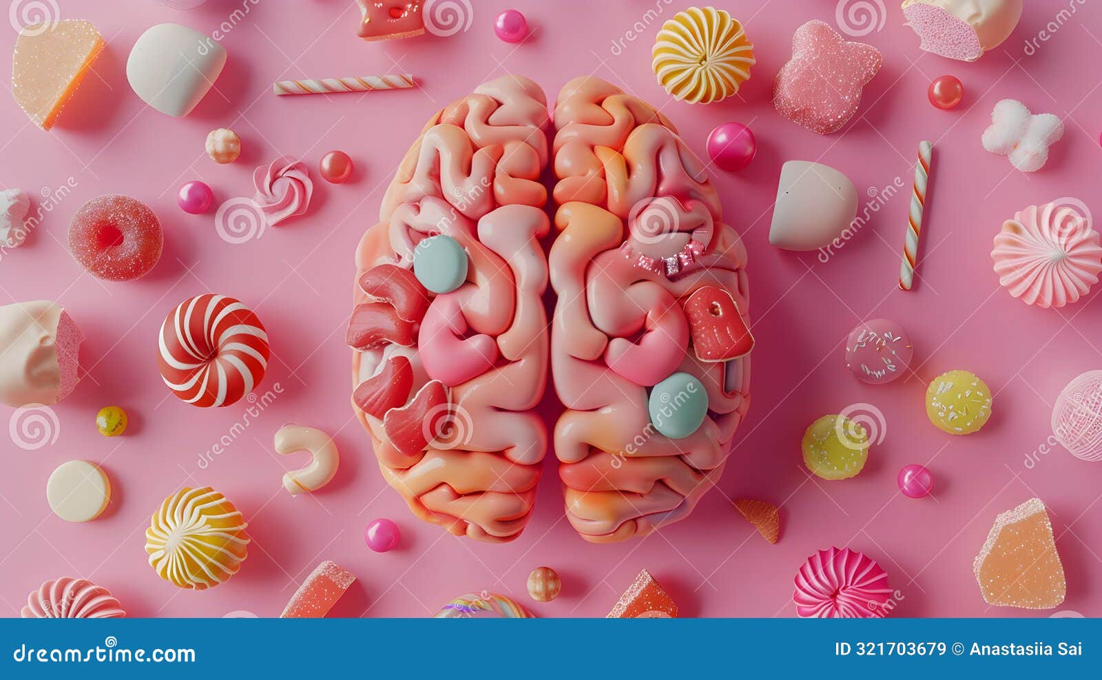 Candy Brain on a Bright Background Stock Image - Image of sweet, color ...