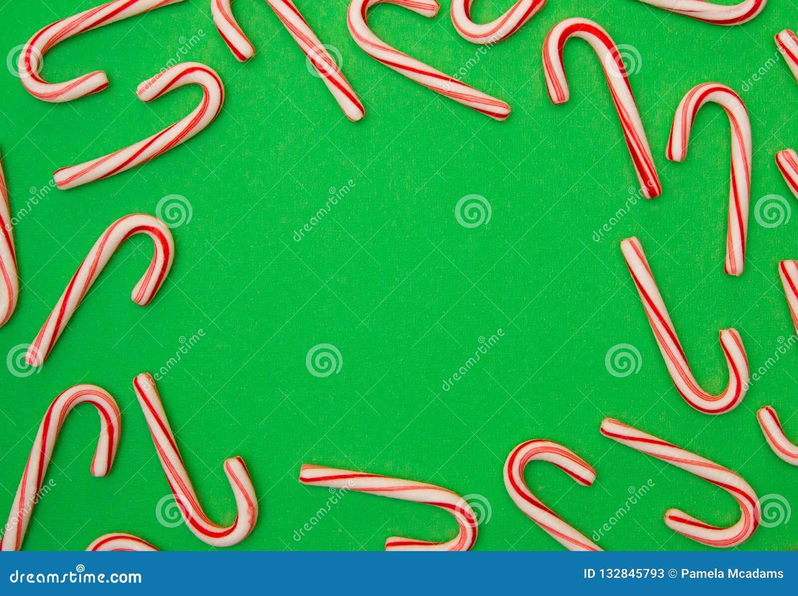 Candy Cane Background on a Green Background Stock Image - Image of ...