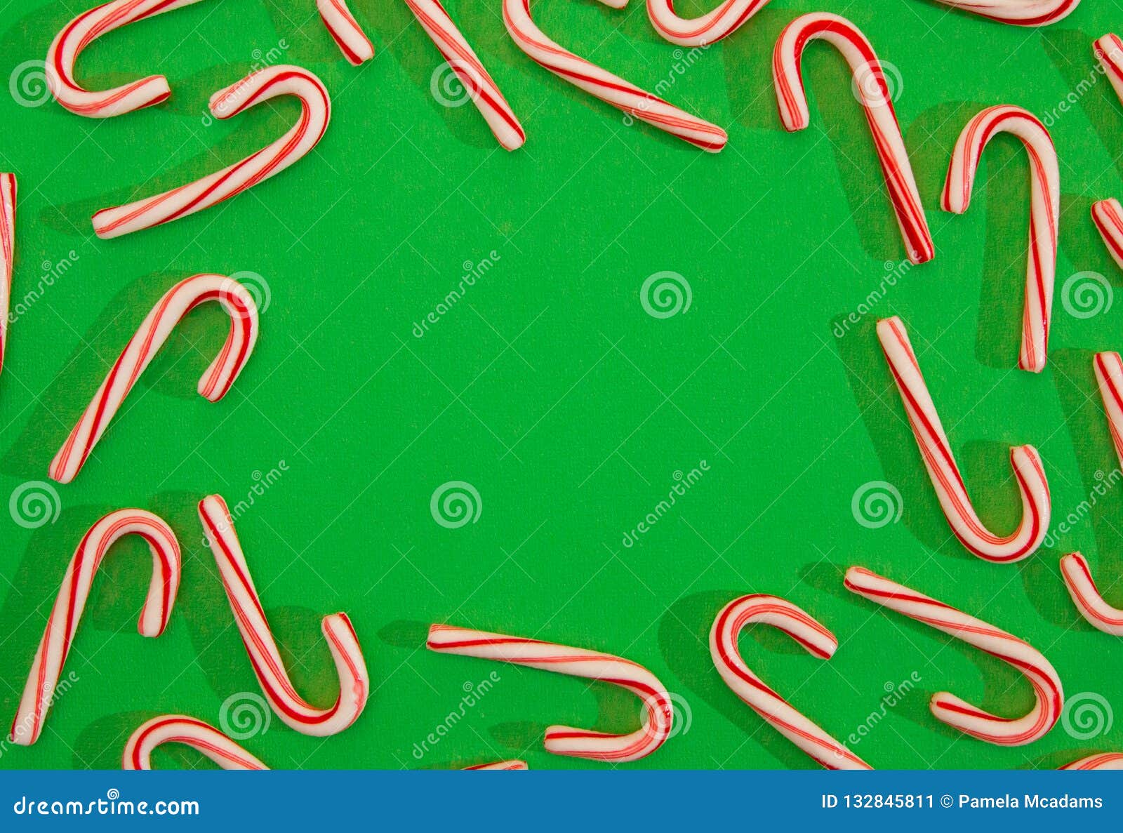 Candy Cane Background on a Green Background Stock Image - Image of ...