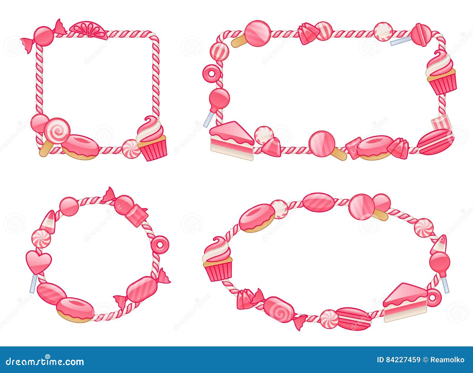 Candy Cane Border Frames Set. Vector Illustration. Stock Vector ...