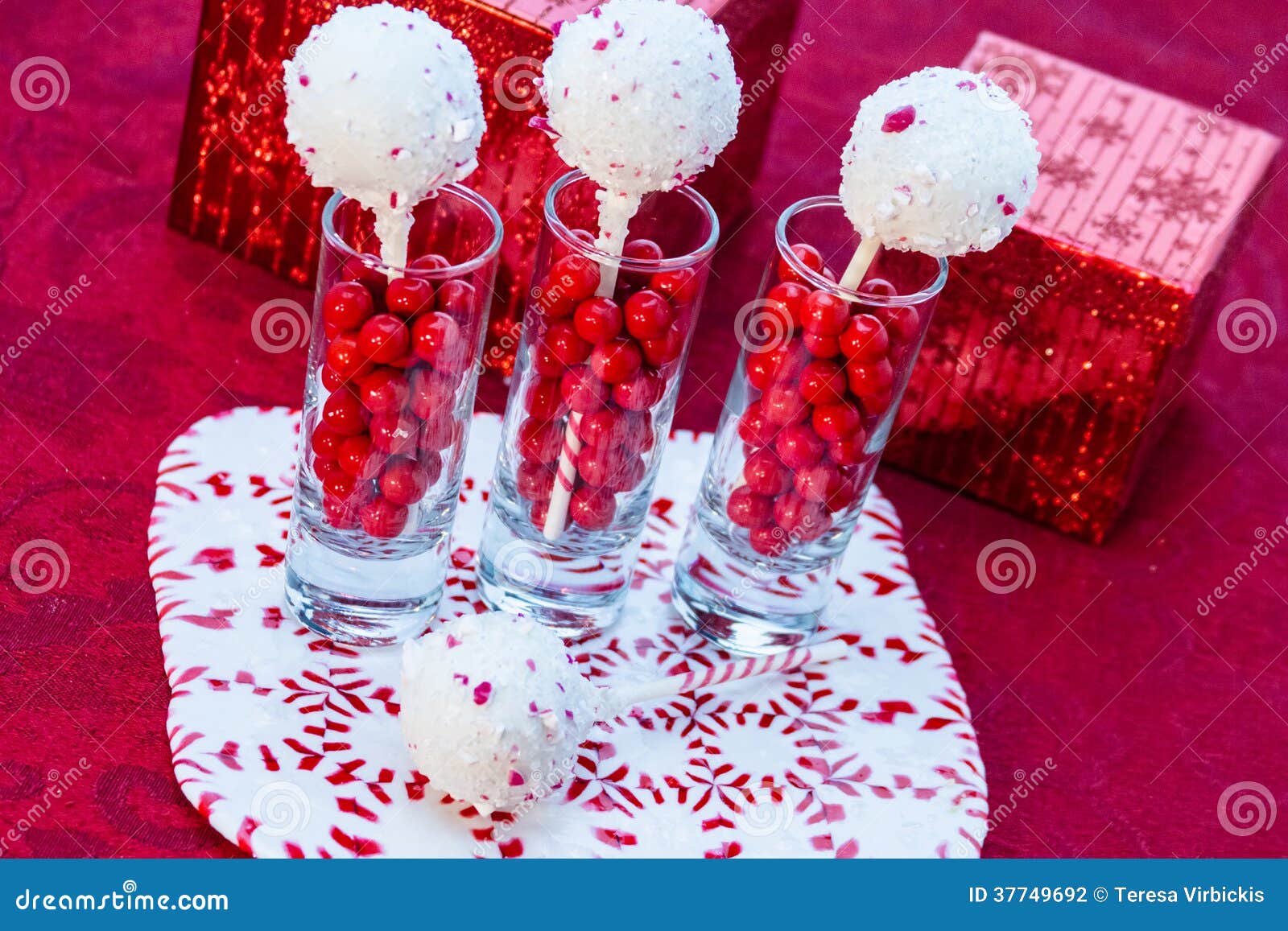 Candy Cane Cake Pops stock photo. Image of candies, boxes - 37749692