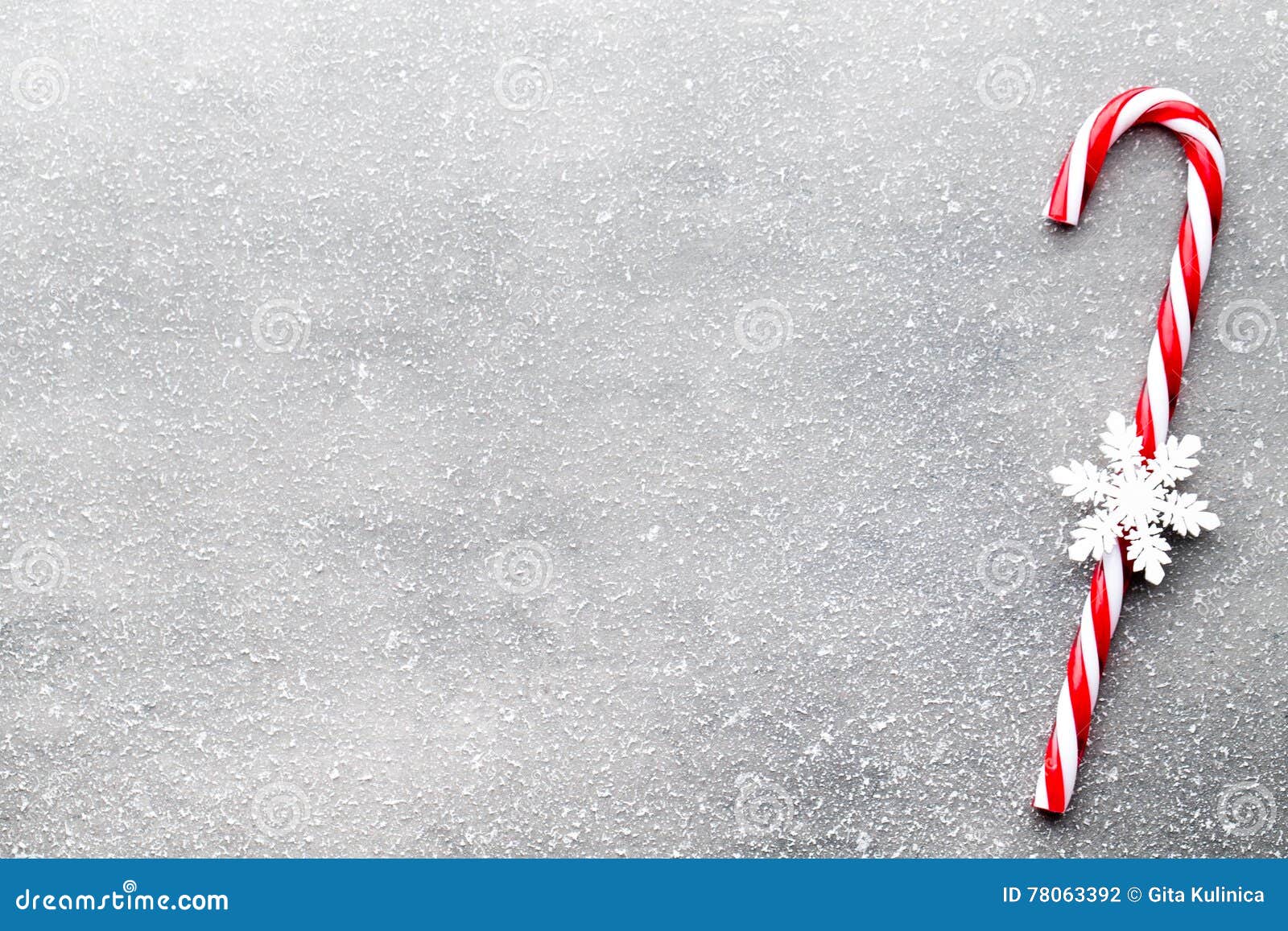 Candy Cane. Christmas Decors with Gray Background. Stock Photo - Image ...