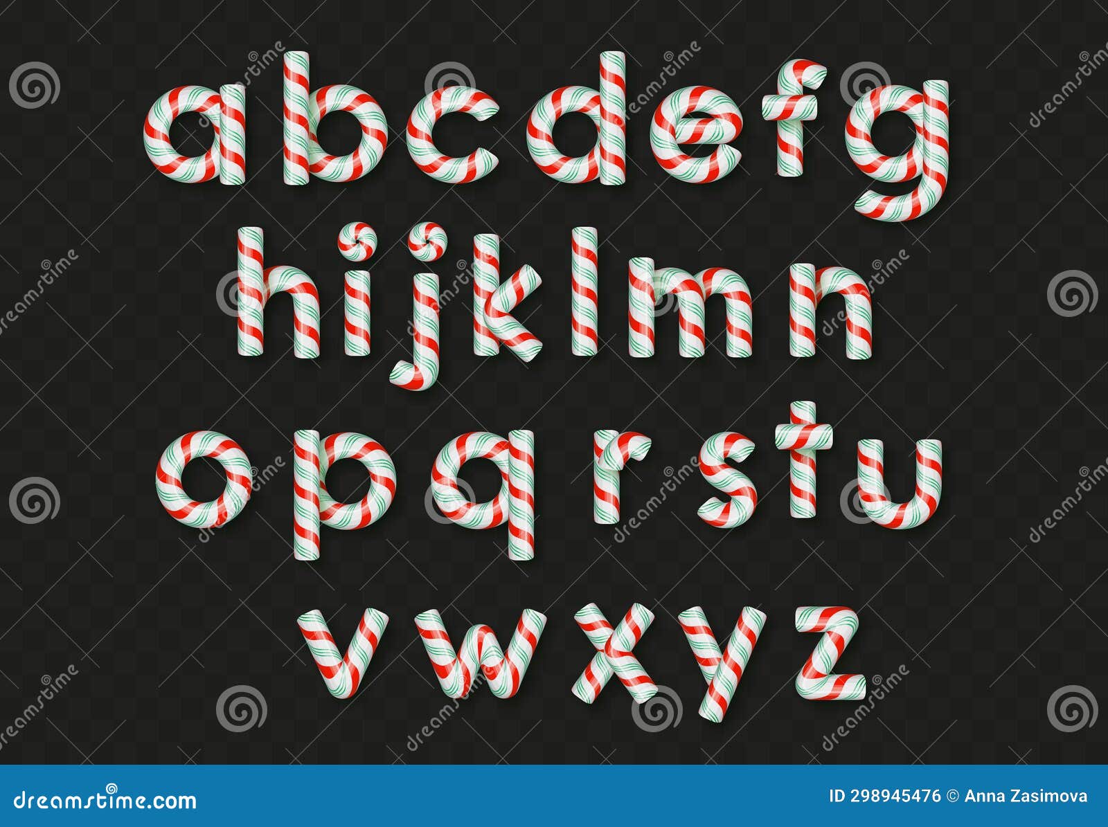 Candy Cane Font. Christmas Set with Caramel Letter. Stock Vector ...