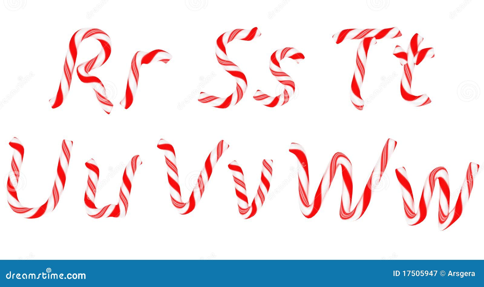 Candy Cane Font R - W Letters Isolated Stock Illustration ...
