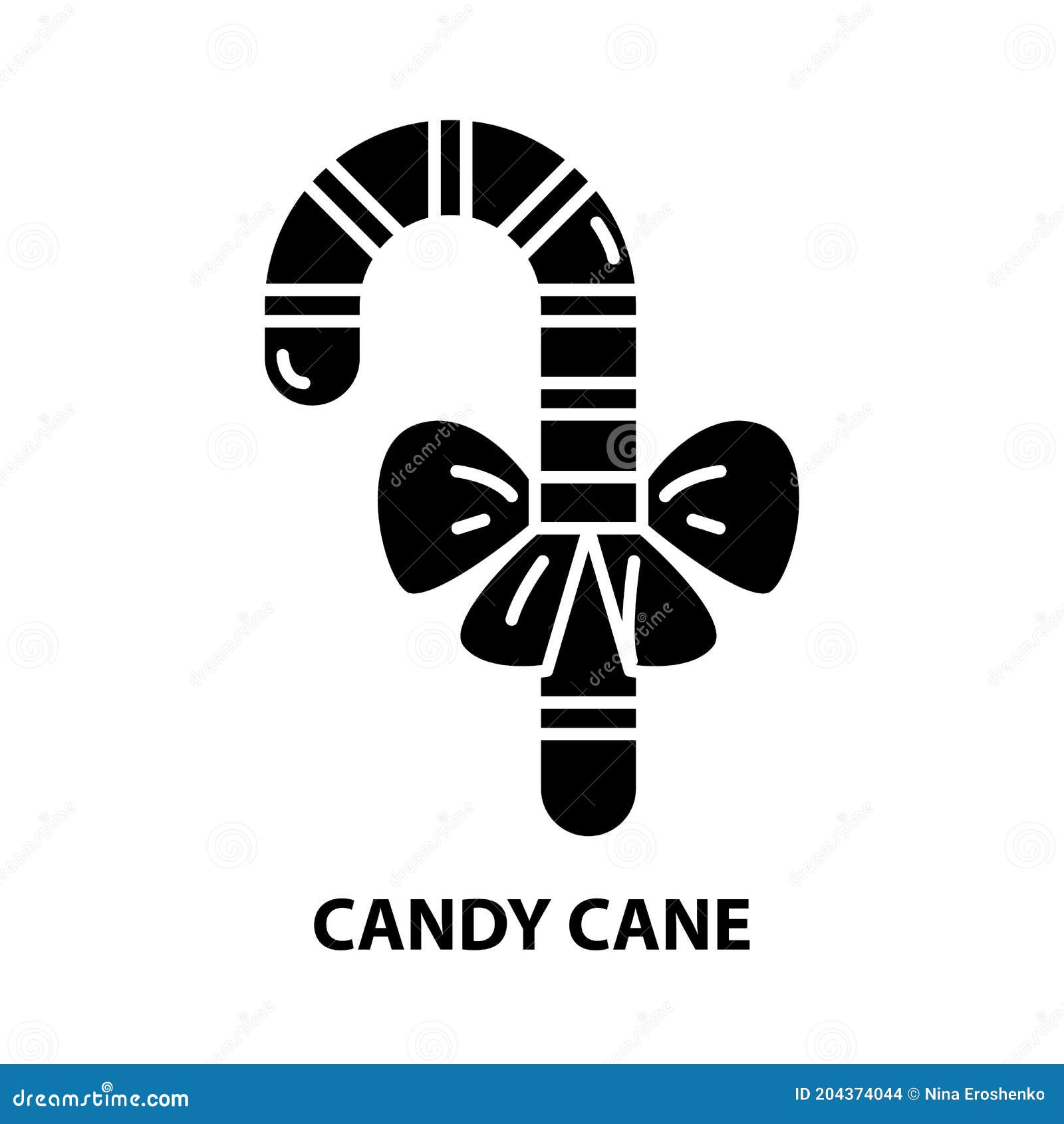 Candy Cane Icon, Black Vector Sign with Editable Strokes, Concept ...