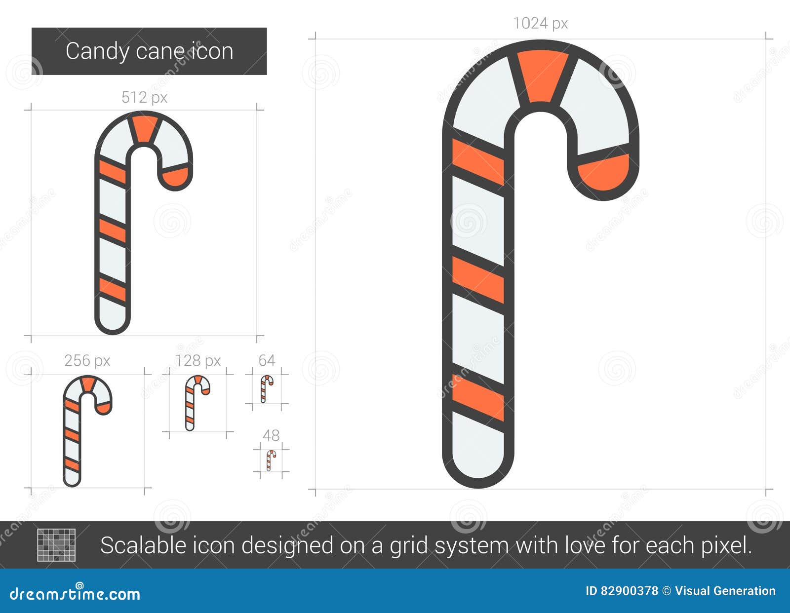 Candy cane line icon. stock vector. Illustration of celebration - 82900378