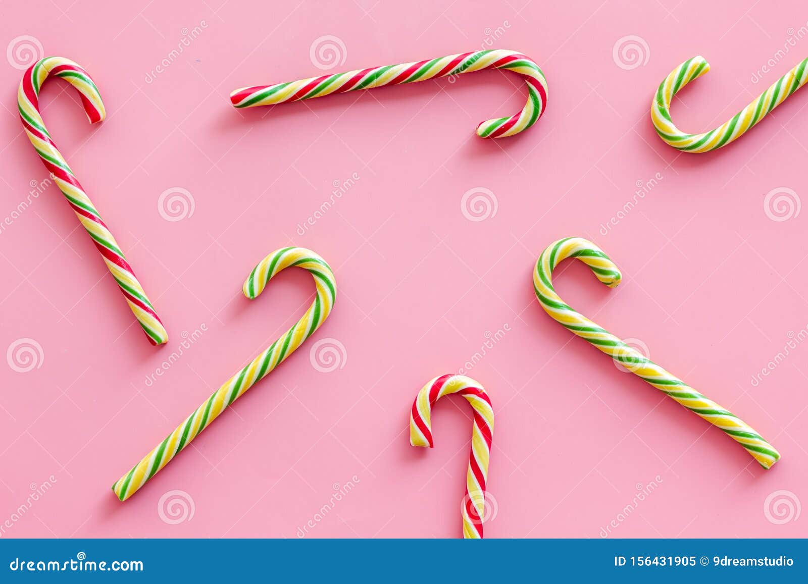 Candy Cane for Pattern on Pink Background Top View Stock Image - Image ...
