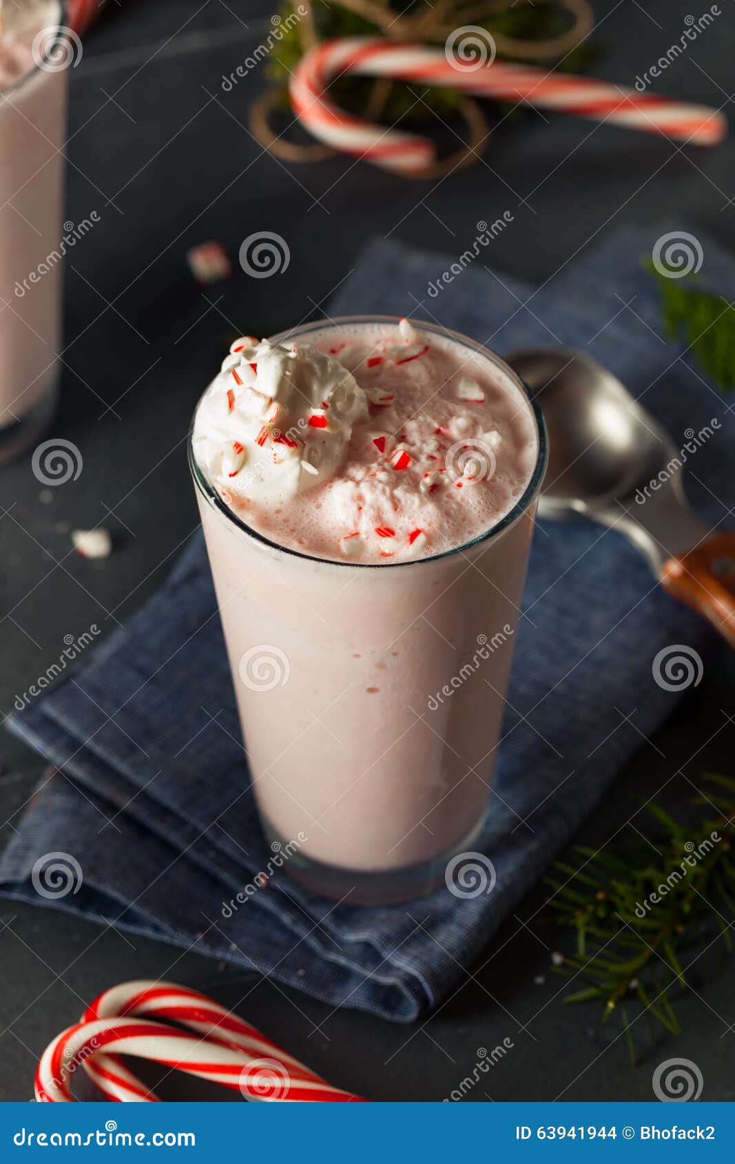 Candy Cane Peppermint Milkshake Stock Photo - Image of fresh, freshness ...