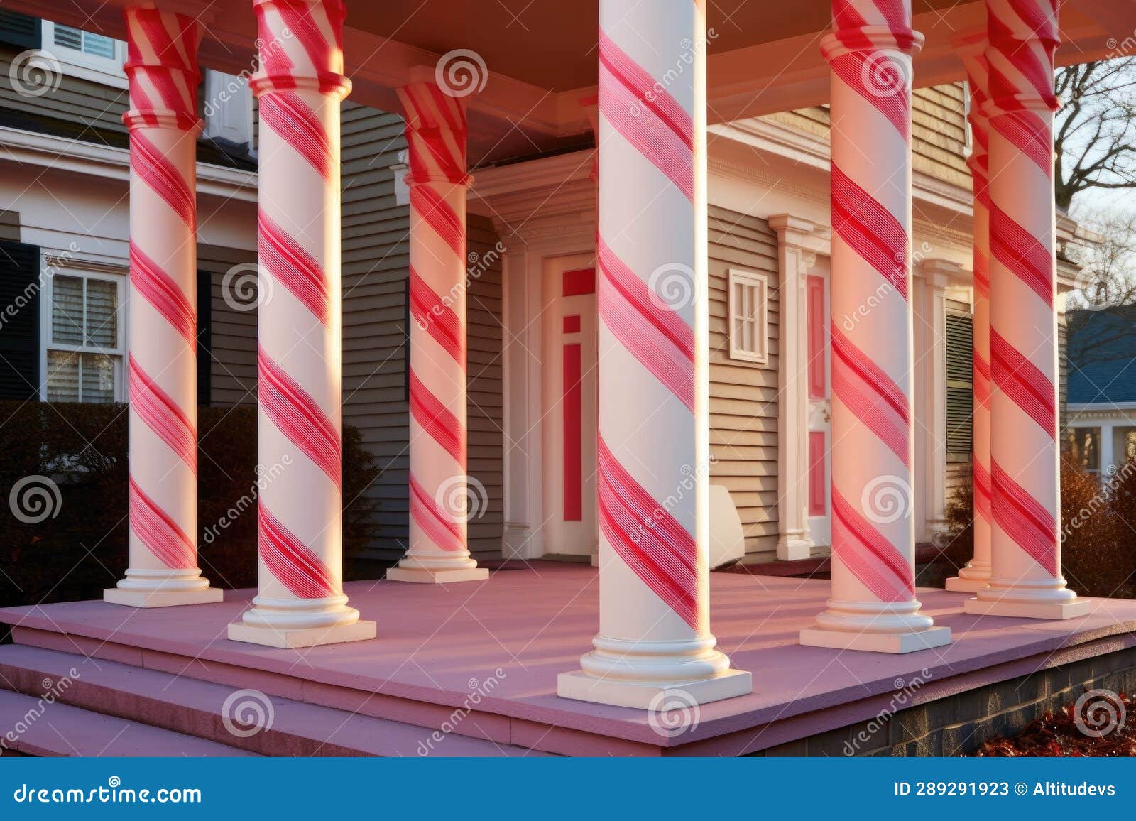 Candy Cane Pillars Supporting a Gingerbread House Porch Stock Image ...