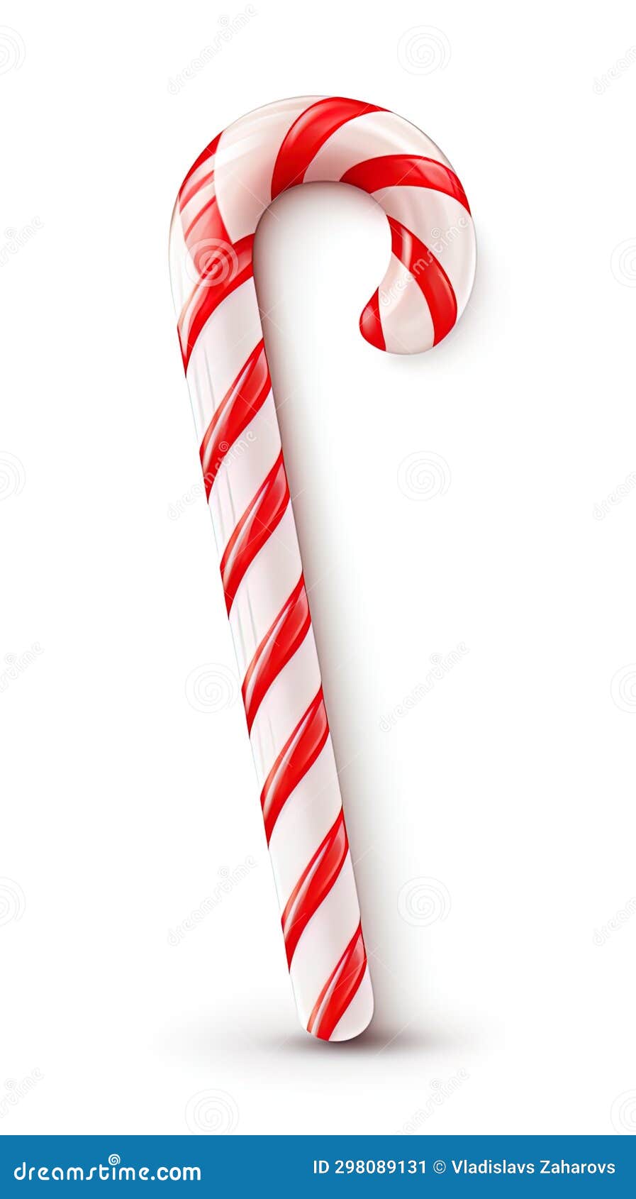 Candy Cane Showcased in Isolation on a Plain White Background Stock ...