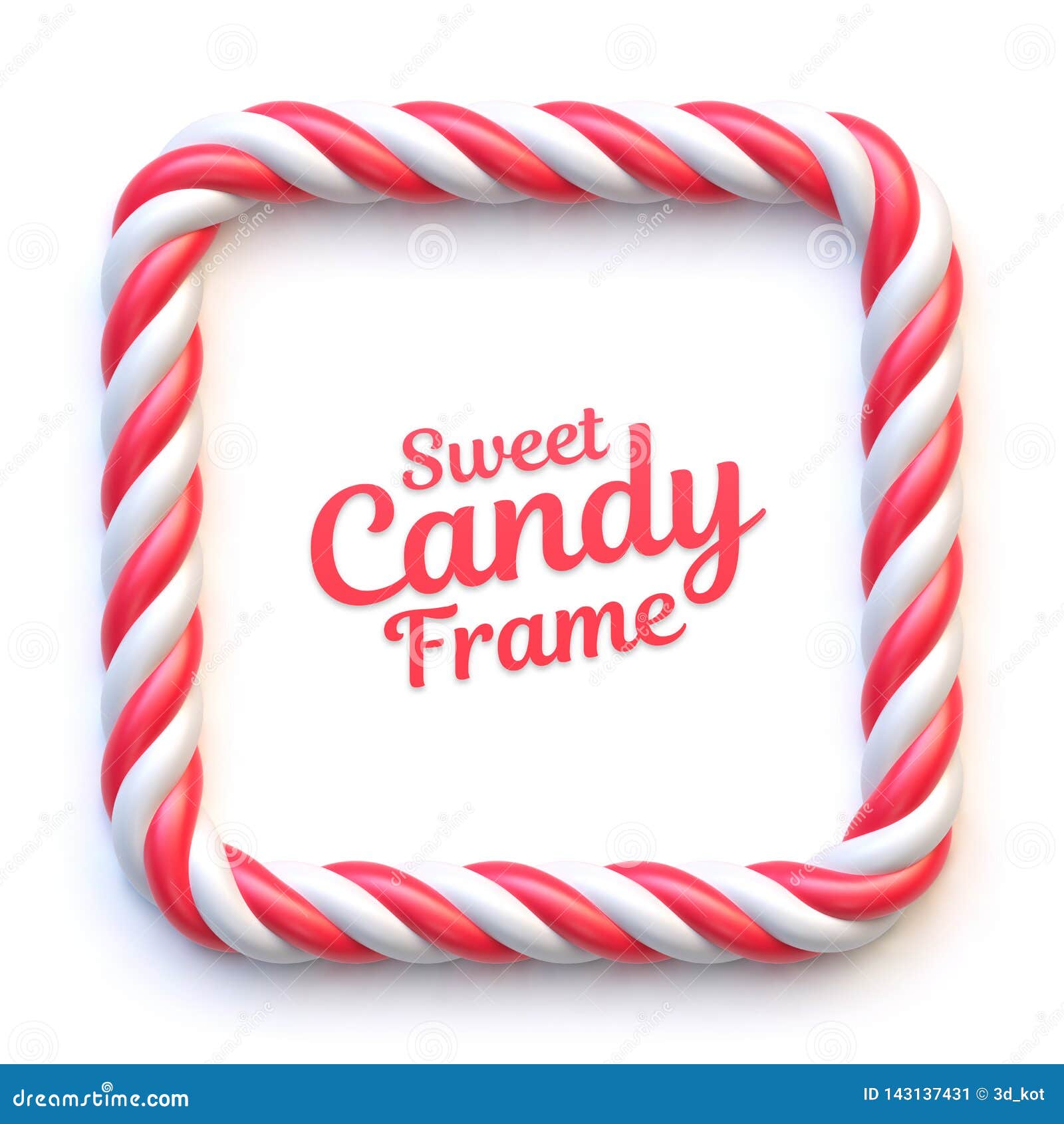 Candy Cane Square Frame on White Background Stock Vector - Illustration ...