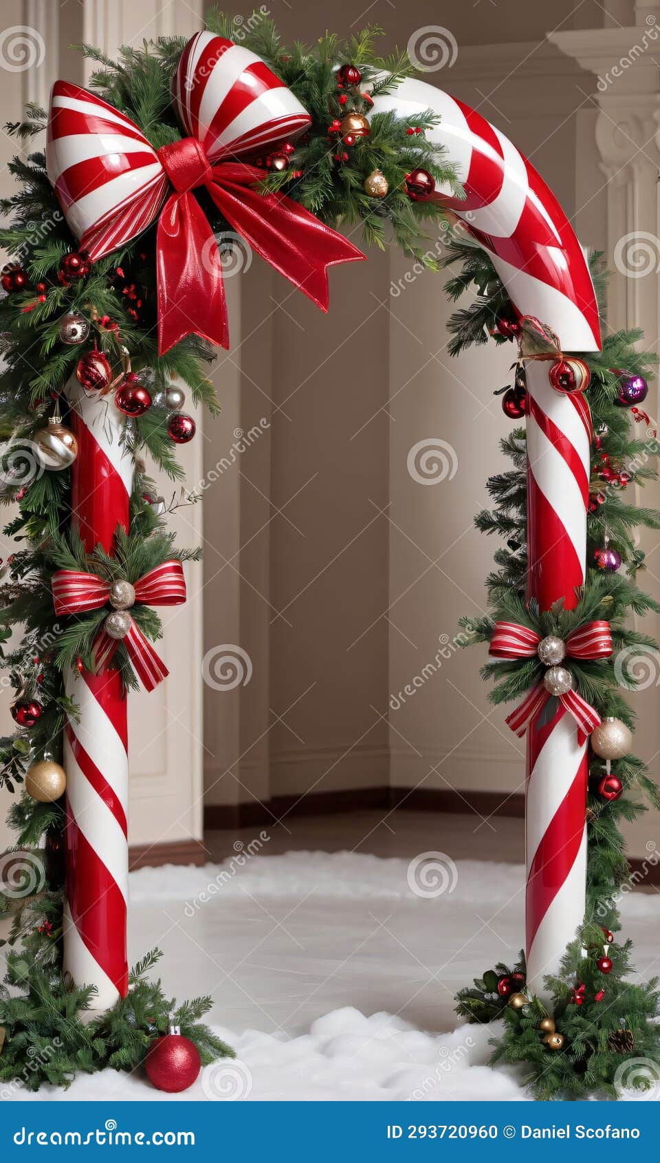 A Candy Cane Wreath with Red and White Candy Canes. Generative AI Stock ...