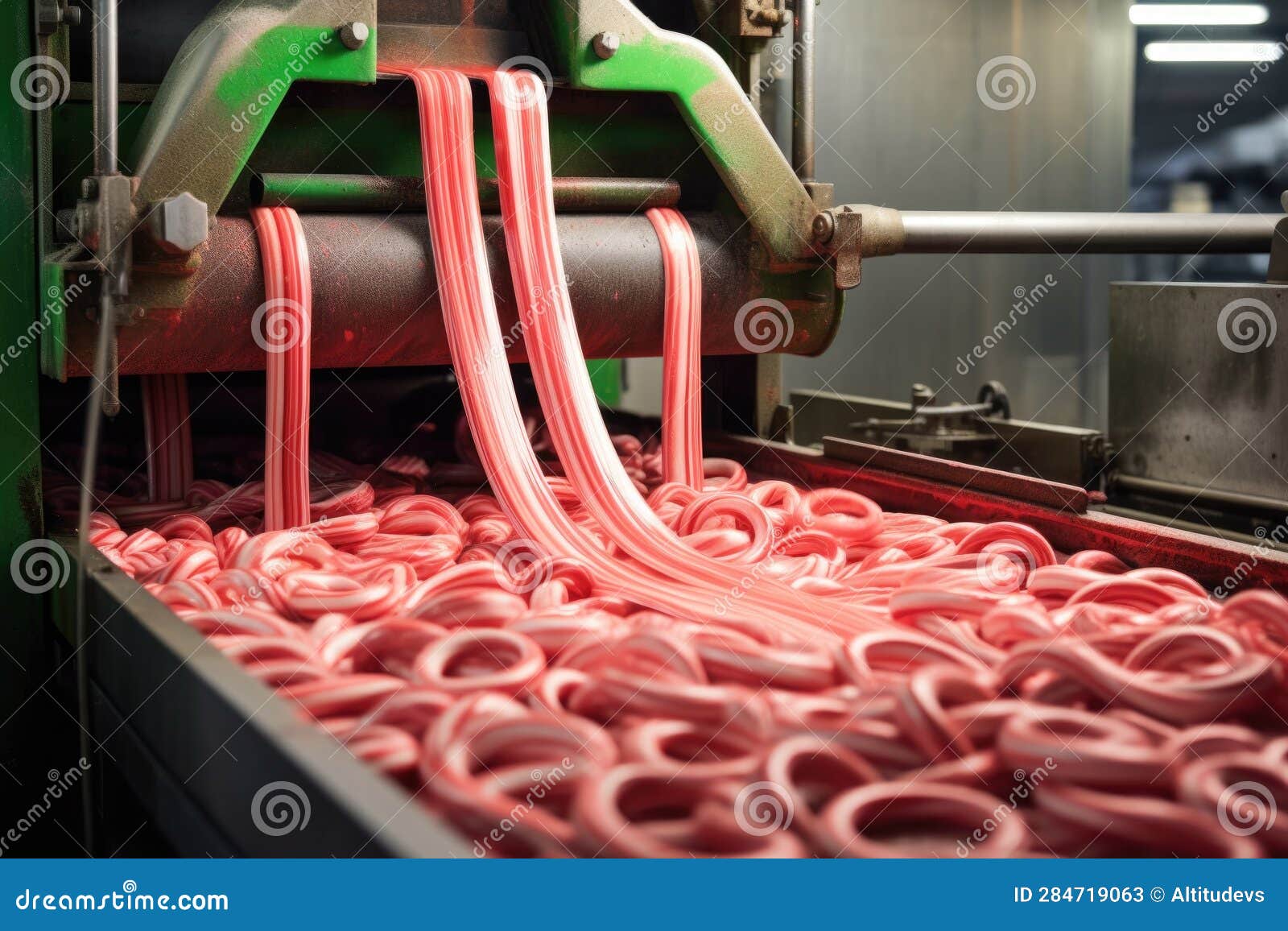 Candy Canes Being Shaped and Twisted by Machinery Stock Illustration ...