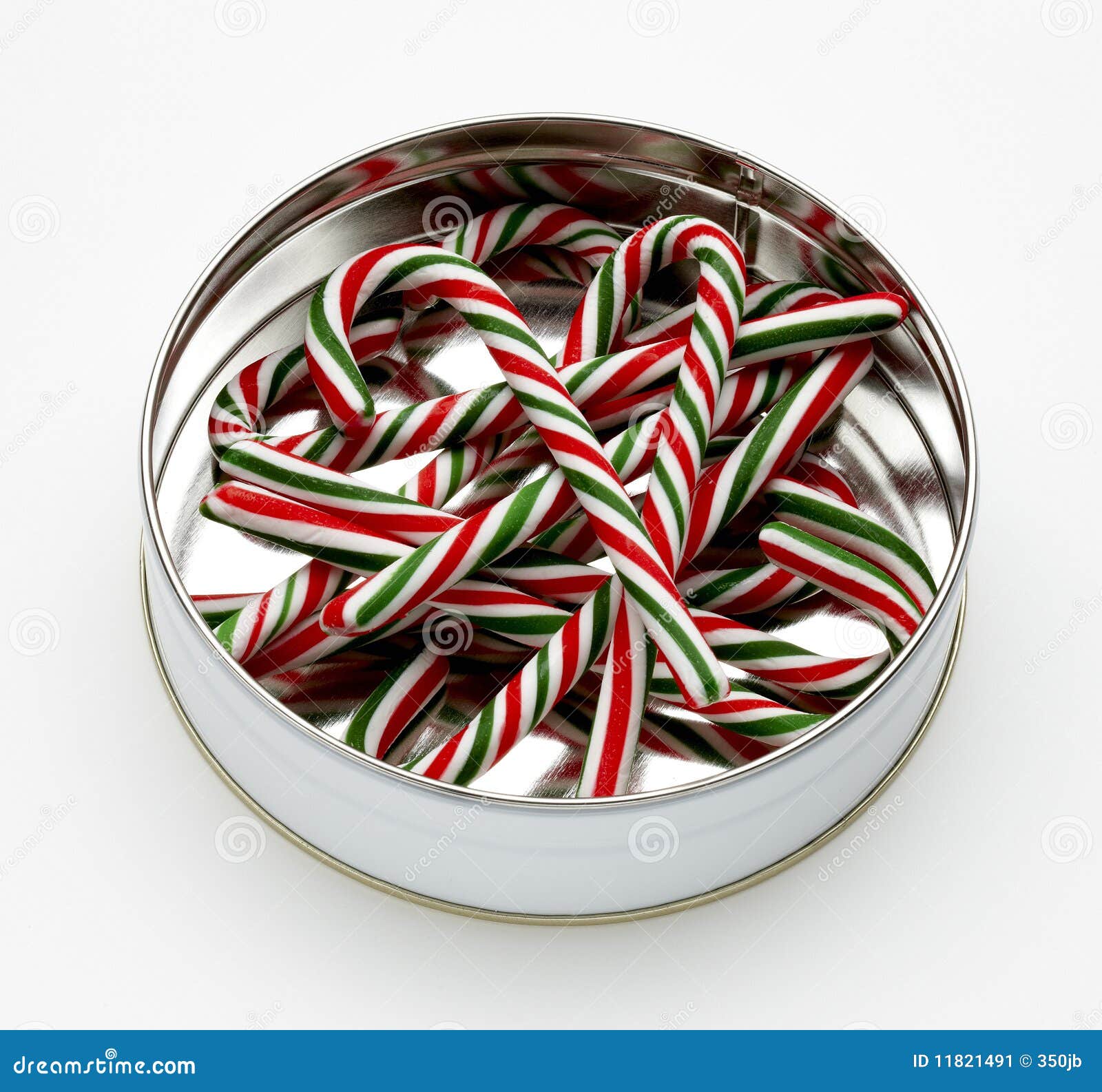 Candy canes in can stock image. Image of ornament, green - 11821491