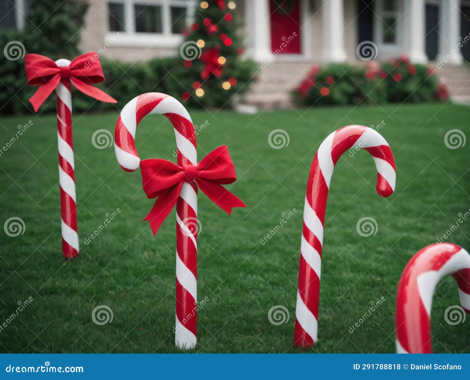 Candy Canes in Front of a House. Generative AI Stock Illustration ...