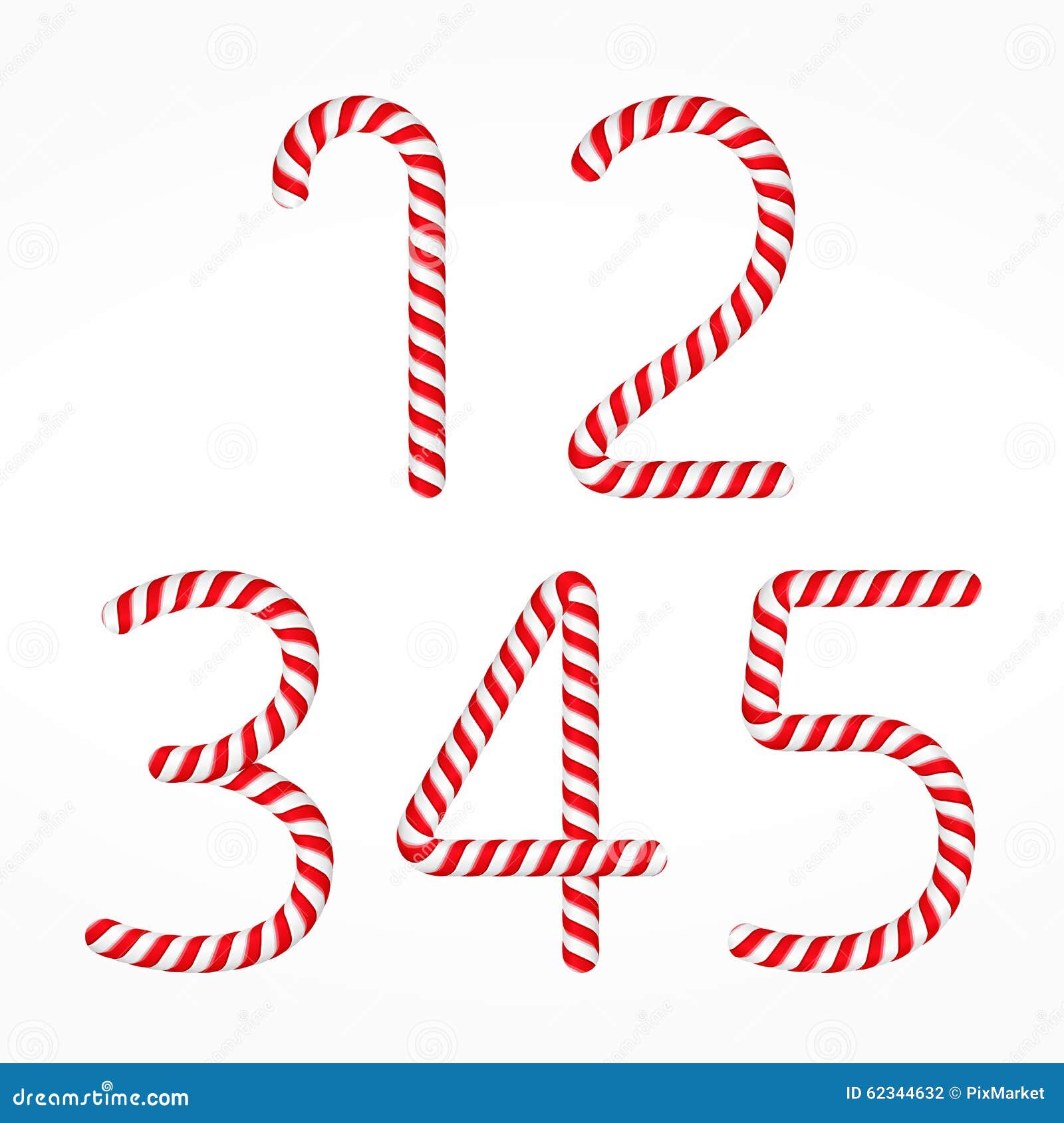 Candy Canes Numbers stock vector. Illustration of symbol - 62344632